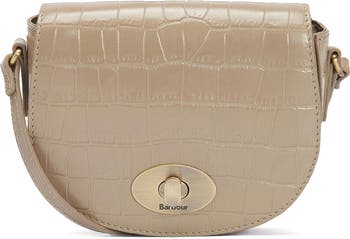 Barbour Eilein Croc Embossed Leather Saddle Crossbody Bag | Nordstrom