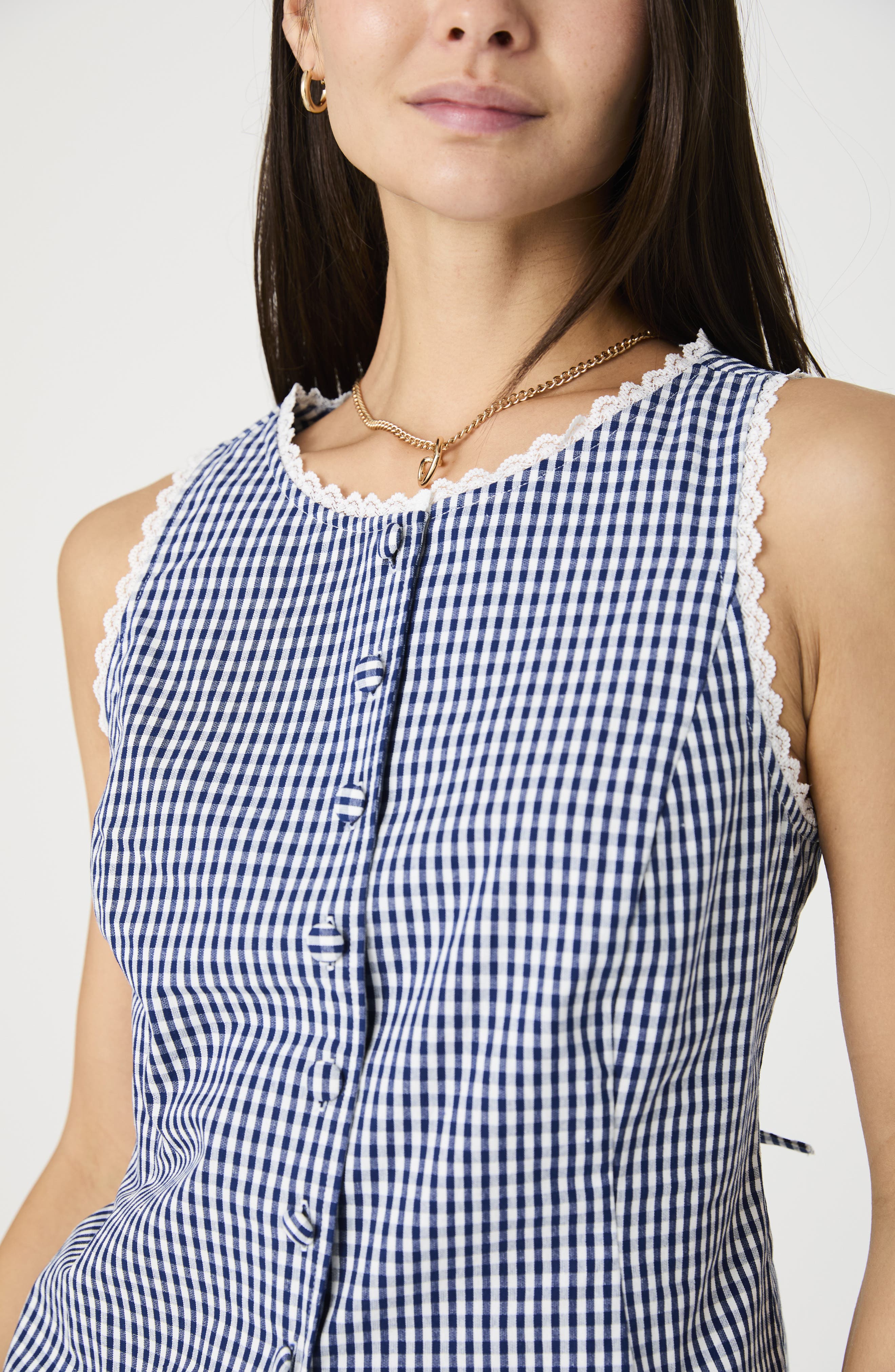 French Connection Gingham Cotton Poplin Vest | Nordstromrack
