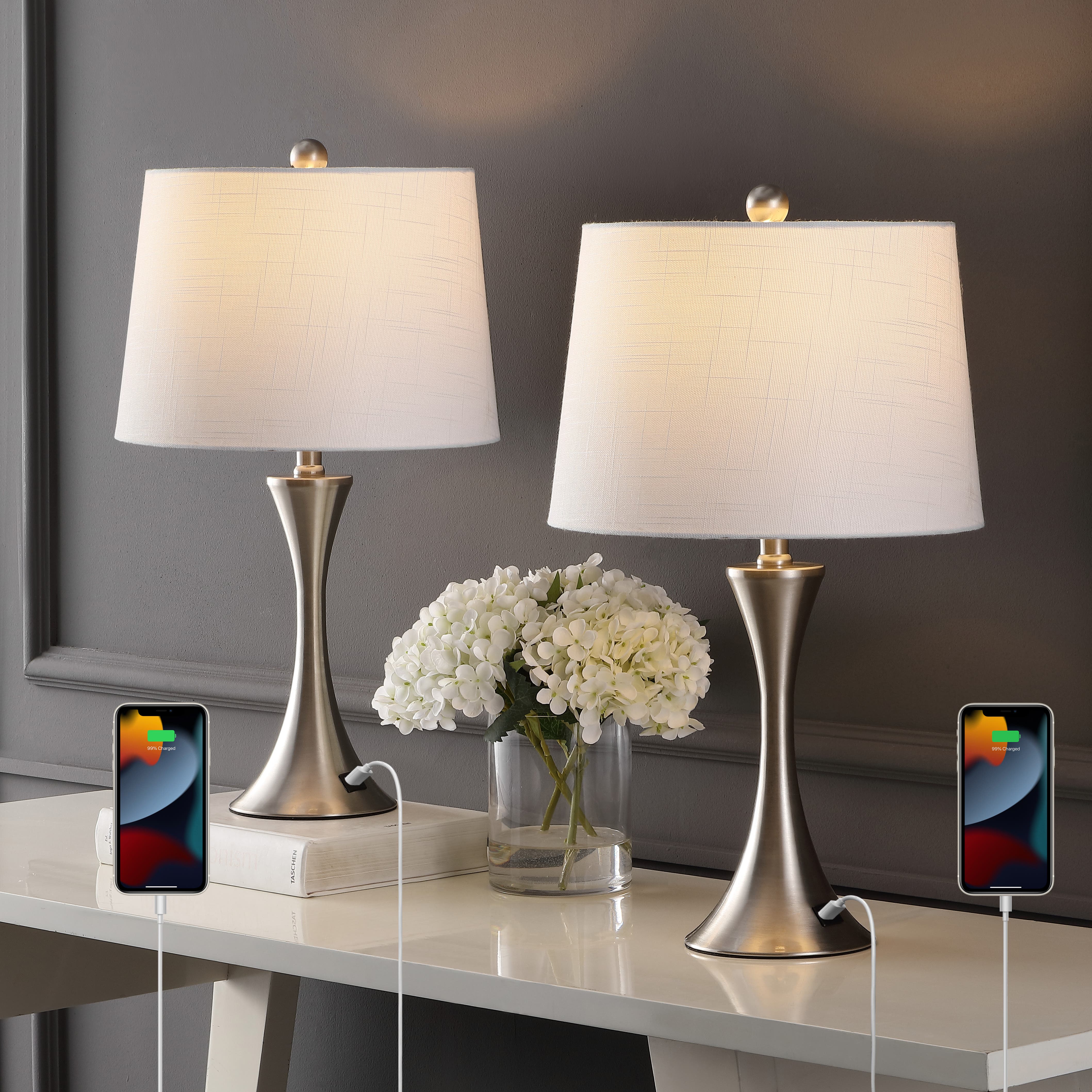 JONATHAN Y Bennett Modern Glam Iron Hourglass LED Table Lamp with USB ...