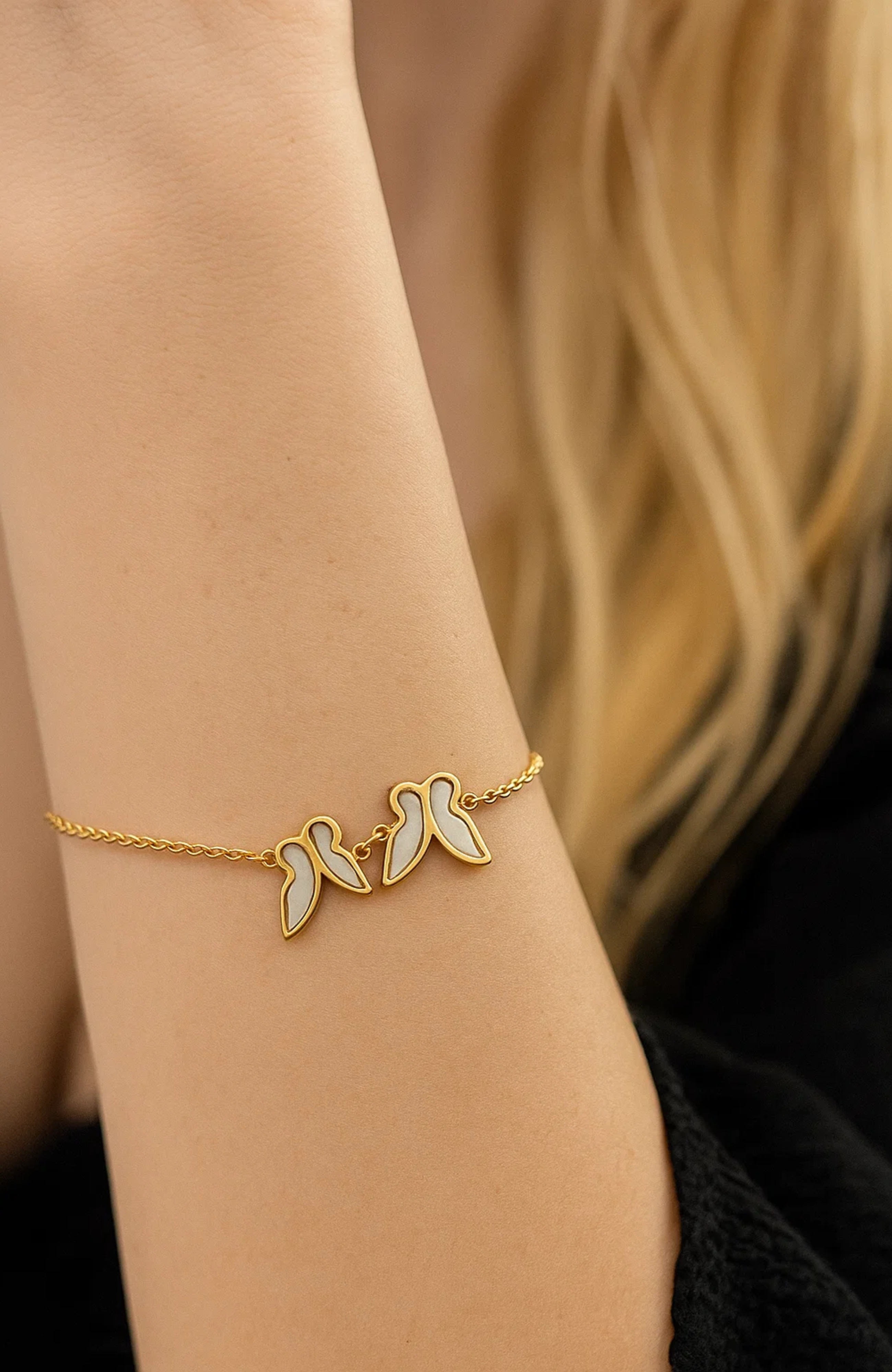 DLORIA Butterfly Bracelet in Gold with Sea Shell Inlay Bracelet | Nordstrom