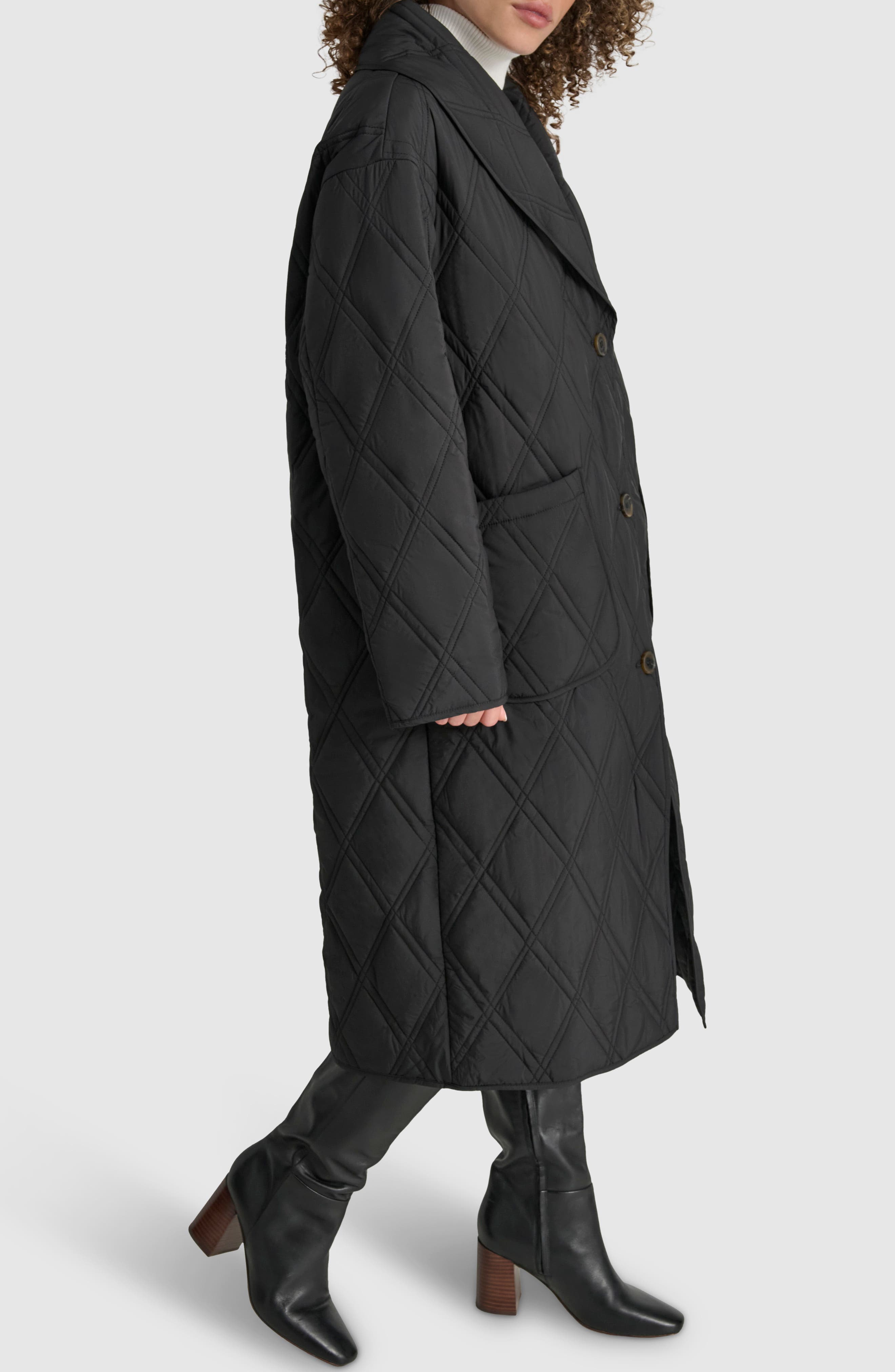 DKNY Diamond Quilted Longline Jacket | Nordstromrack