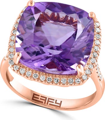 EFFY 14K Rose Gold Amethyst & Diamond Ring | Nordstromrack