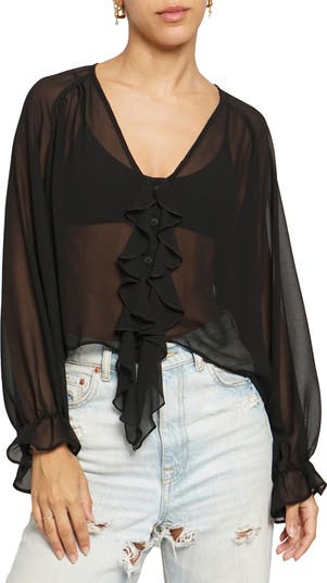 Know One Cares Ruffle Sheer Top | Nordstromrack
