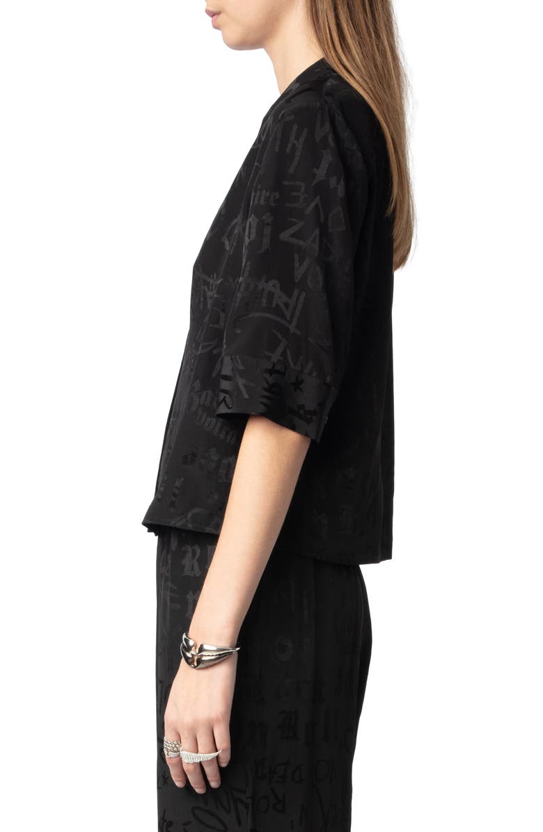 Zadig & Voltaire Telmos Jac Manifesto Print Silk Shirt | Nordstrom