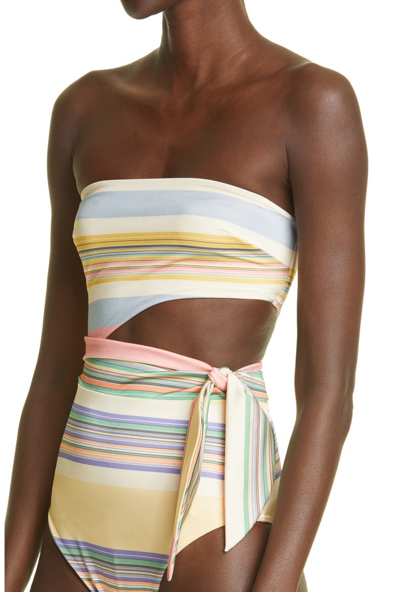 Mae Stripe Strapless Cutout One-Piece Swimsuit (Women) | Nordstrom