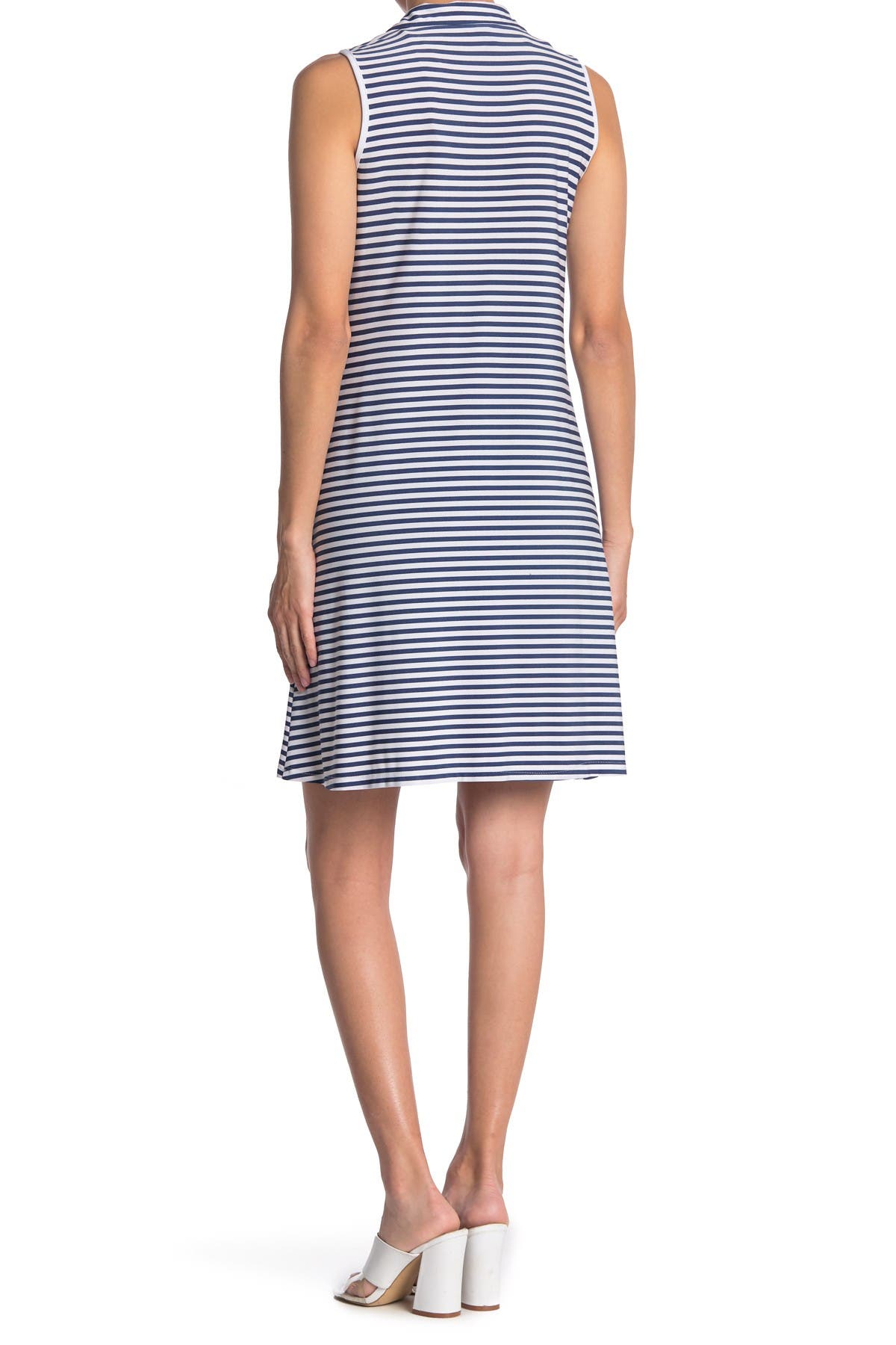 MSK Striped Sleeveless O-Ring Zip Dress | Nordstromrack