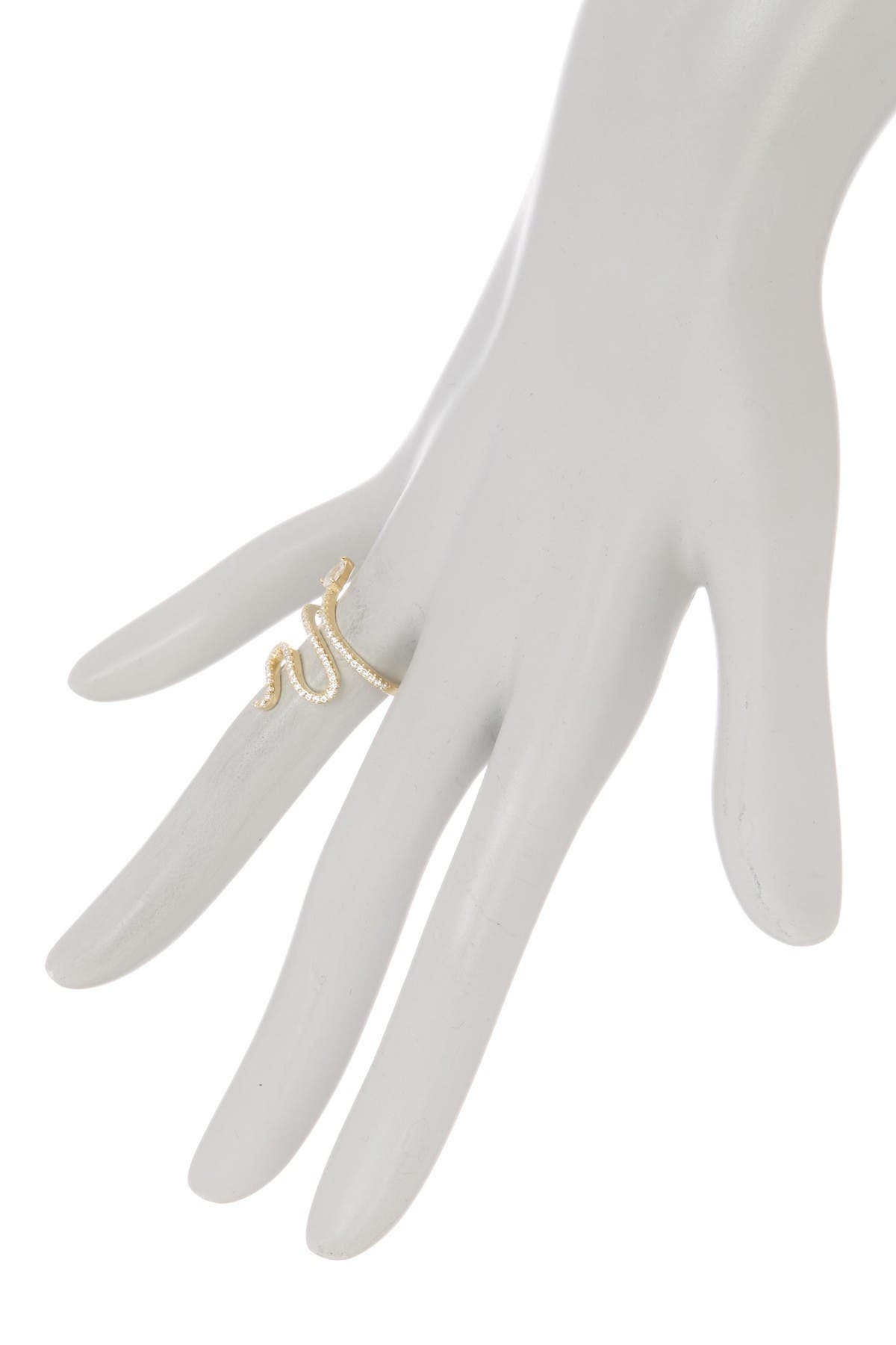 Adornia 14K Gold Plated Swarovski Crystal Accented Winding Snake Ring ...