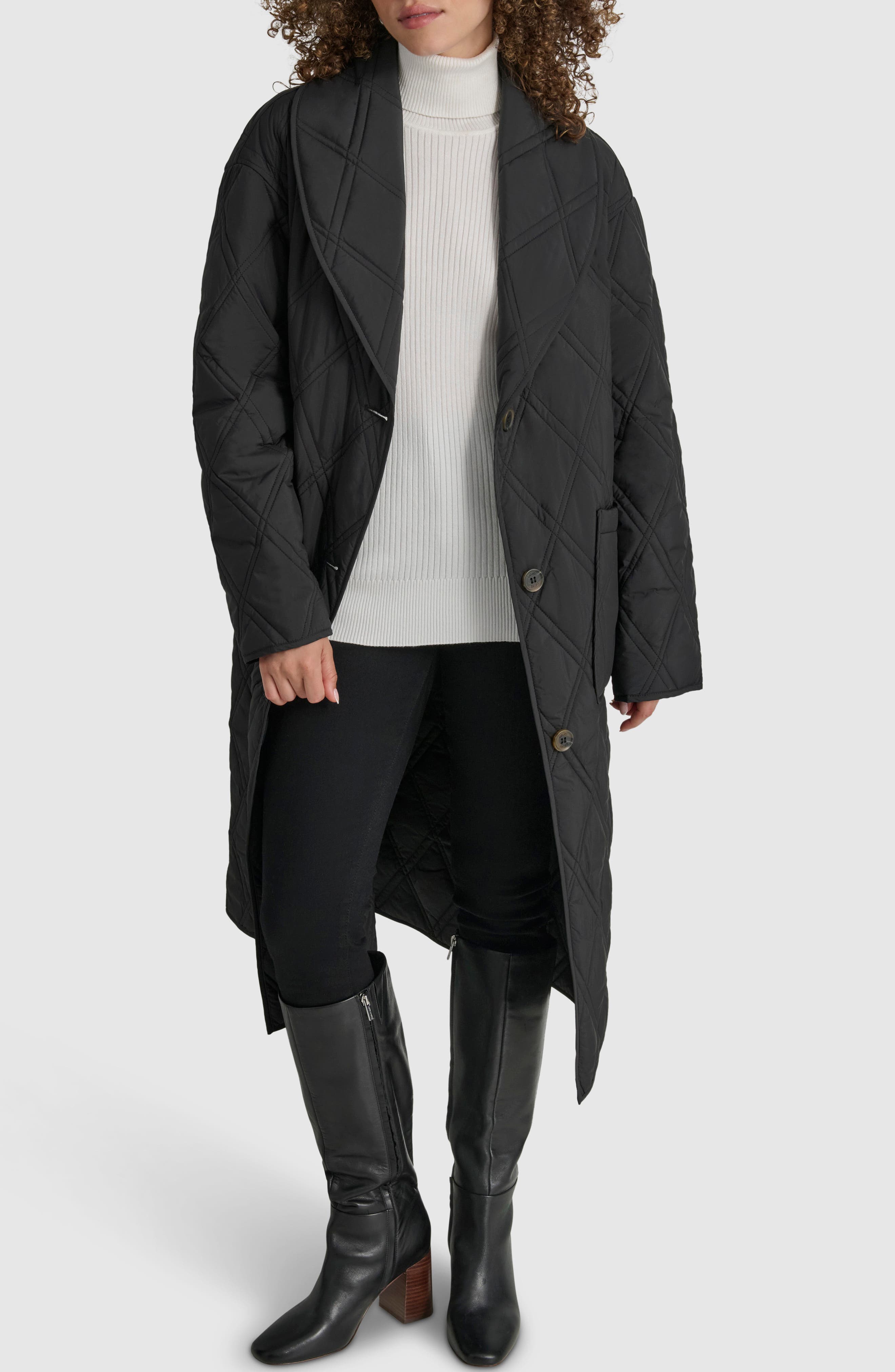 DKNY Diamond Quilted Longline Jacket | Nordstromrack