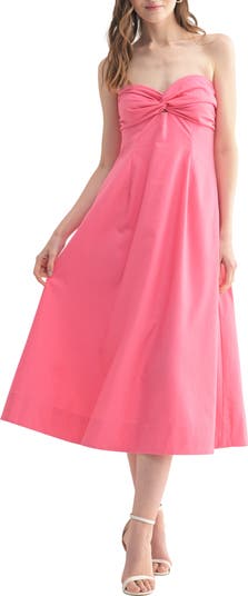 Lush Twist Front Strapless Midi Dress | Nordstromrack
