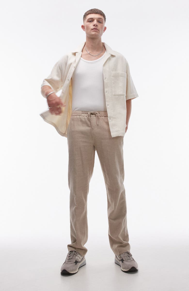 Topman Loose Fit Textured Cotton & Linen Pants | Nordstromrack