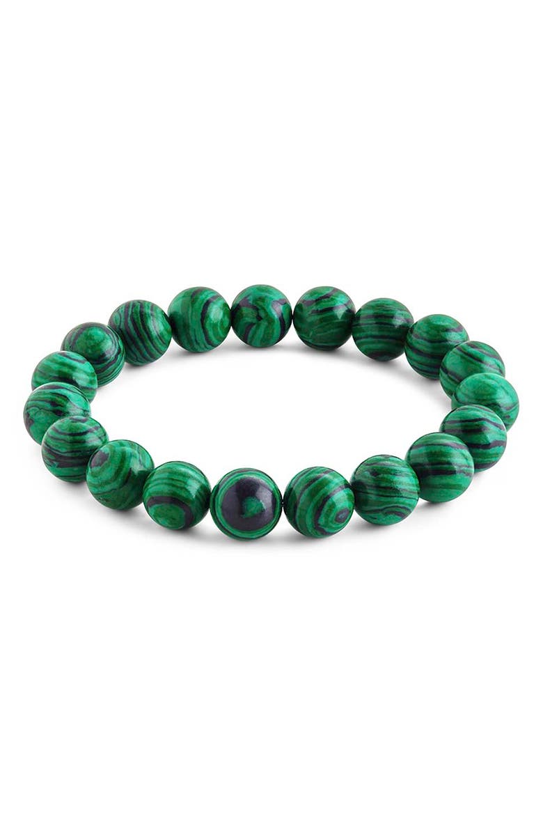 Sterling Forever Malachite Beaded Stretch Bracelet | Nordstromrack