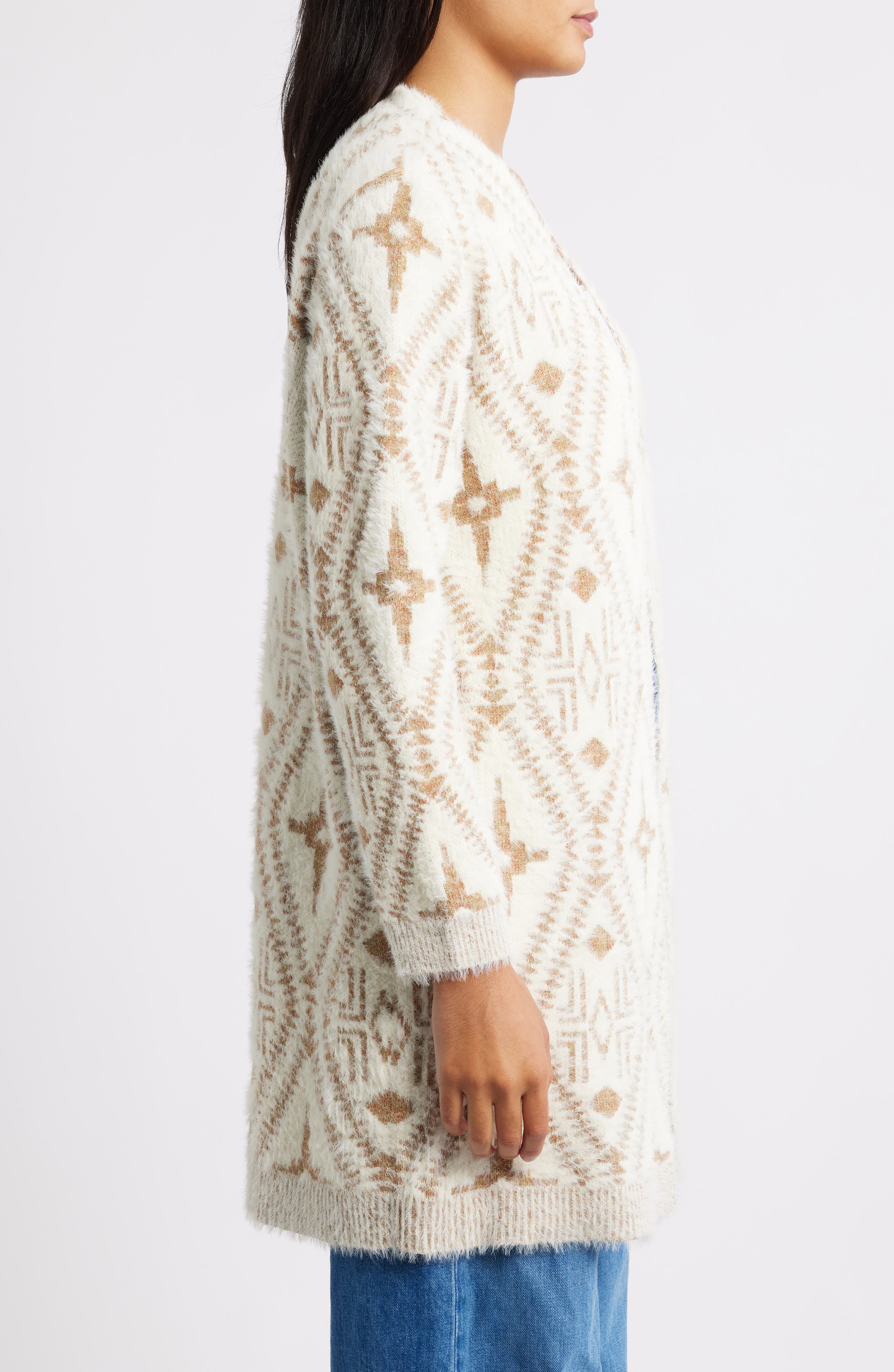 Bobeau Pattern Eyelash Cardigan | Nordstromrack
