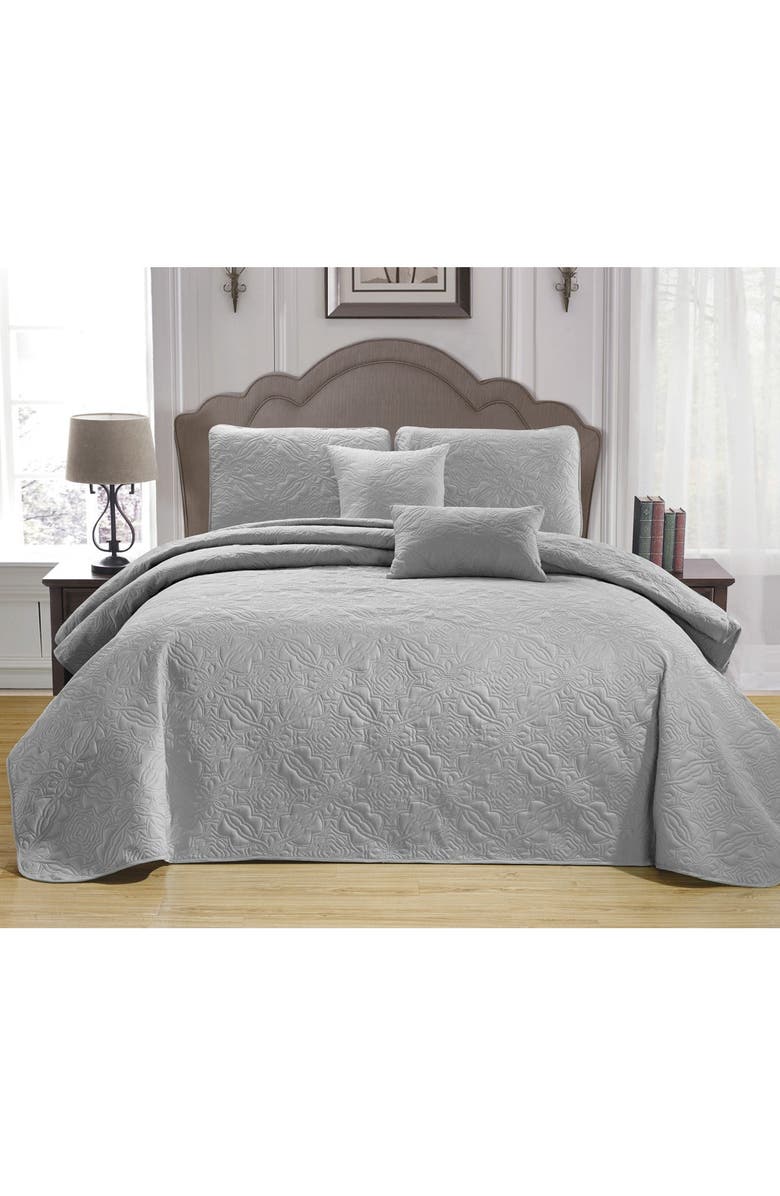 Duck River Textile Carlotta 5-Piece Queen Bedspread Set - Silver ...