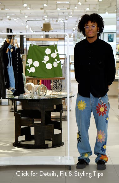 Topshop Pelmet Raffia Flowers Miniskirt | Nordstrom