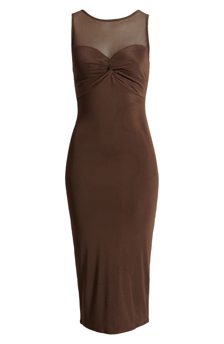 Rare London Twist Front Mesh Yoke Cocktail Midi Dress | Nordstromrack