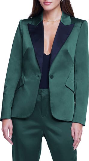 L'AGENCE Chamberlain Colorblock Satin Blazer | Nordstrom