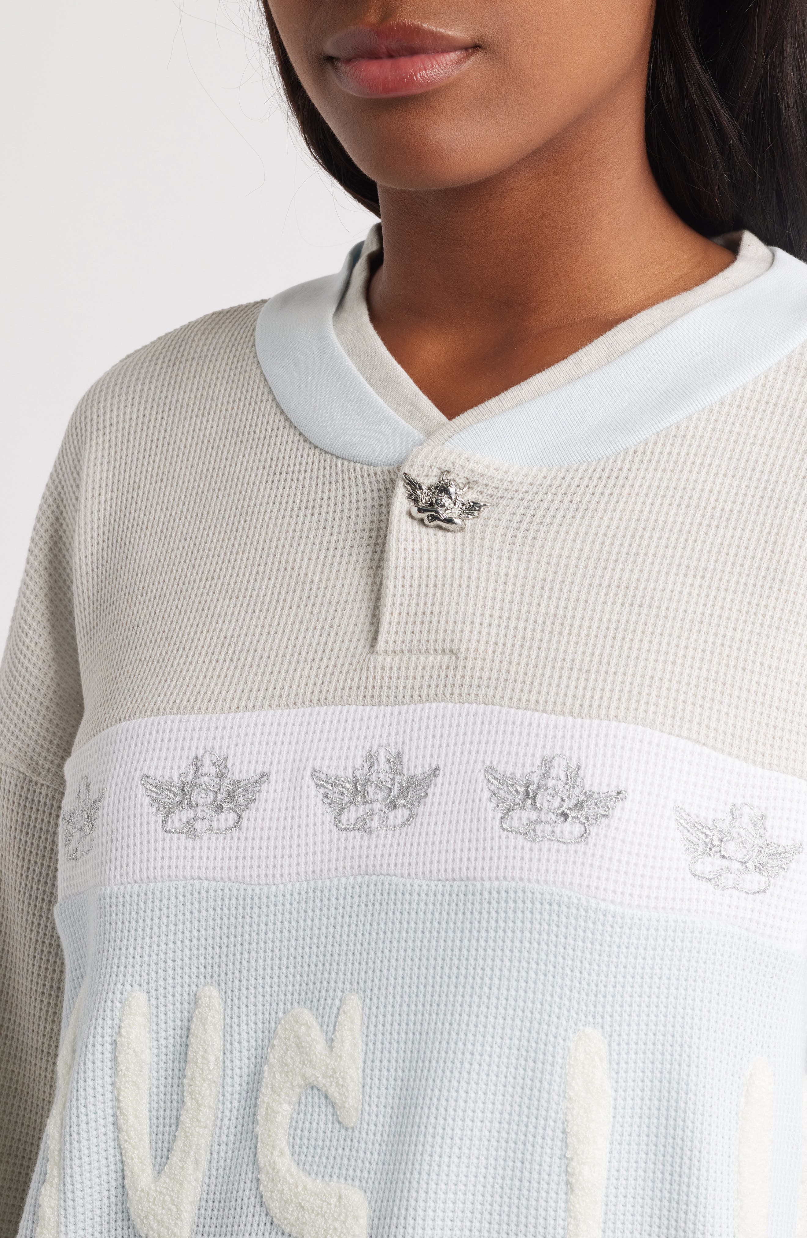 BOYS LIE Baby Blue Private School Rider Waffle Knit Sweatshirt ...