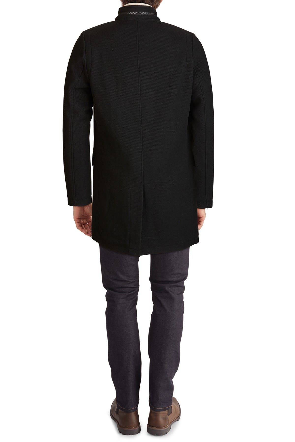 Kenneth Cole Zip Collar Button Front Twill Coat | Nordstromrack