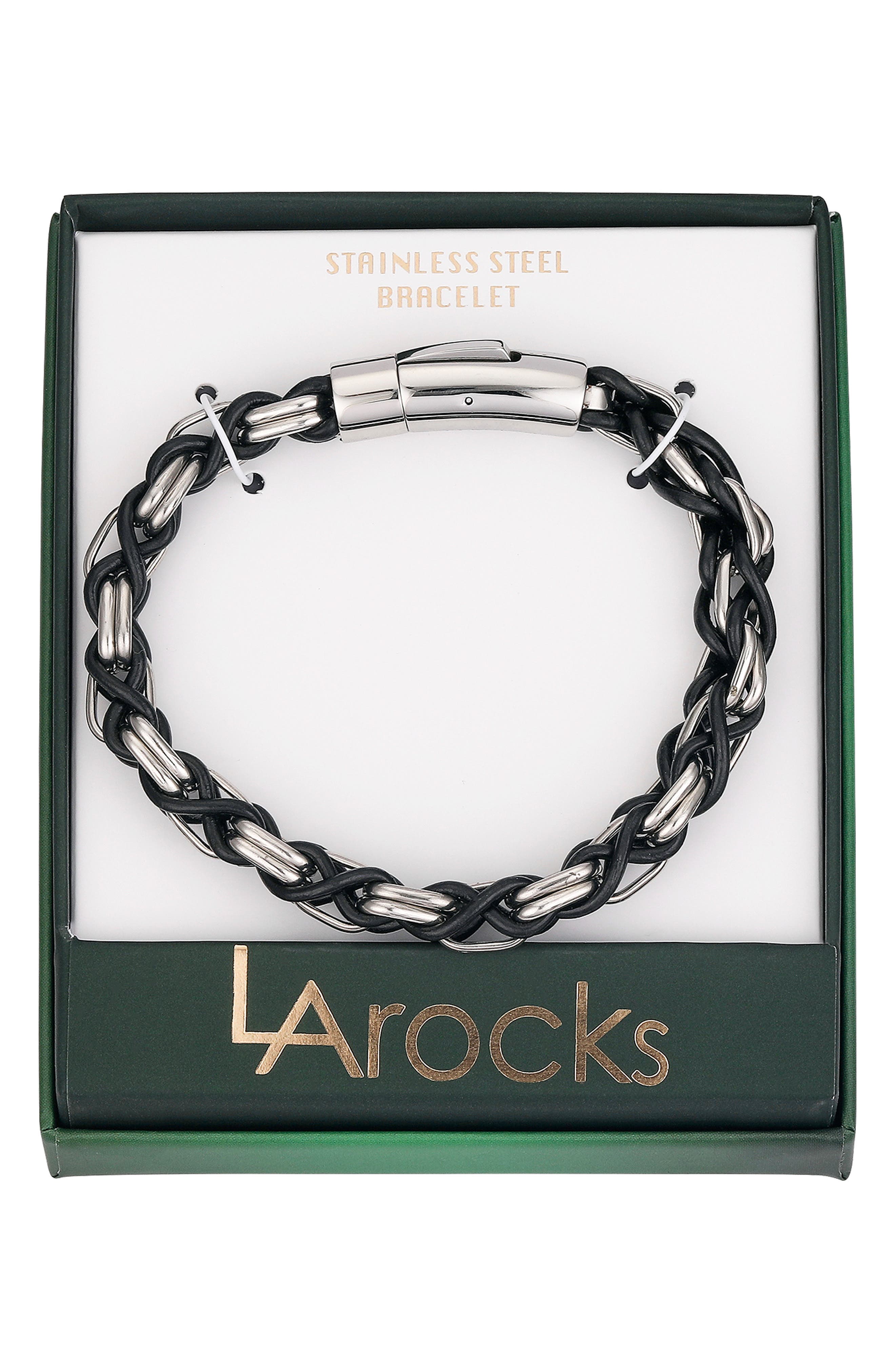Link Chain Black Leather Bracelet (Women) | Nordstromrack