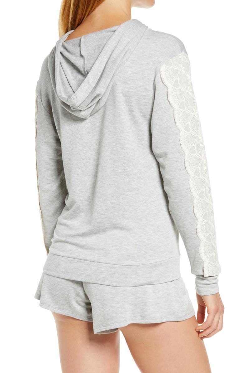 Flora Nikrooz Sally Lace Trim French Terry Short Hoodie Pajamas ...