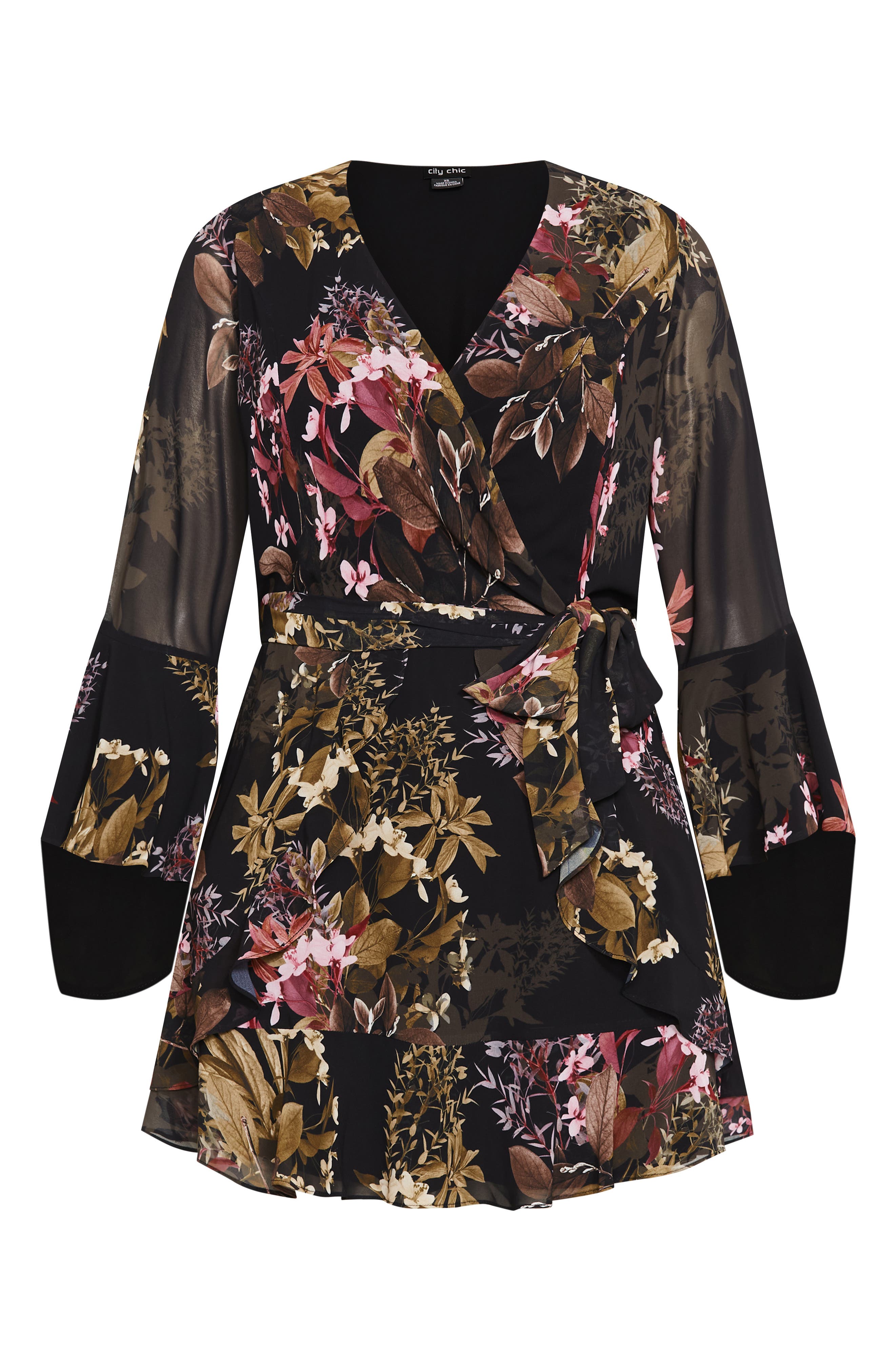 Malaga Floral Print Long Sleeve Faux Wrap Dress (Women) | Nordstromrack