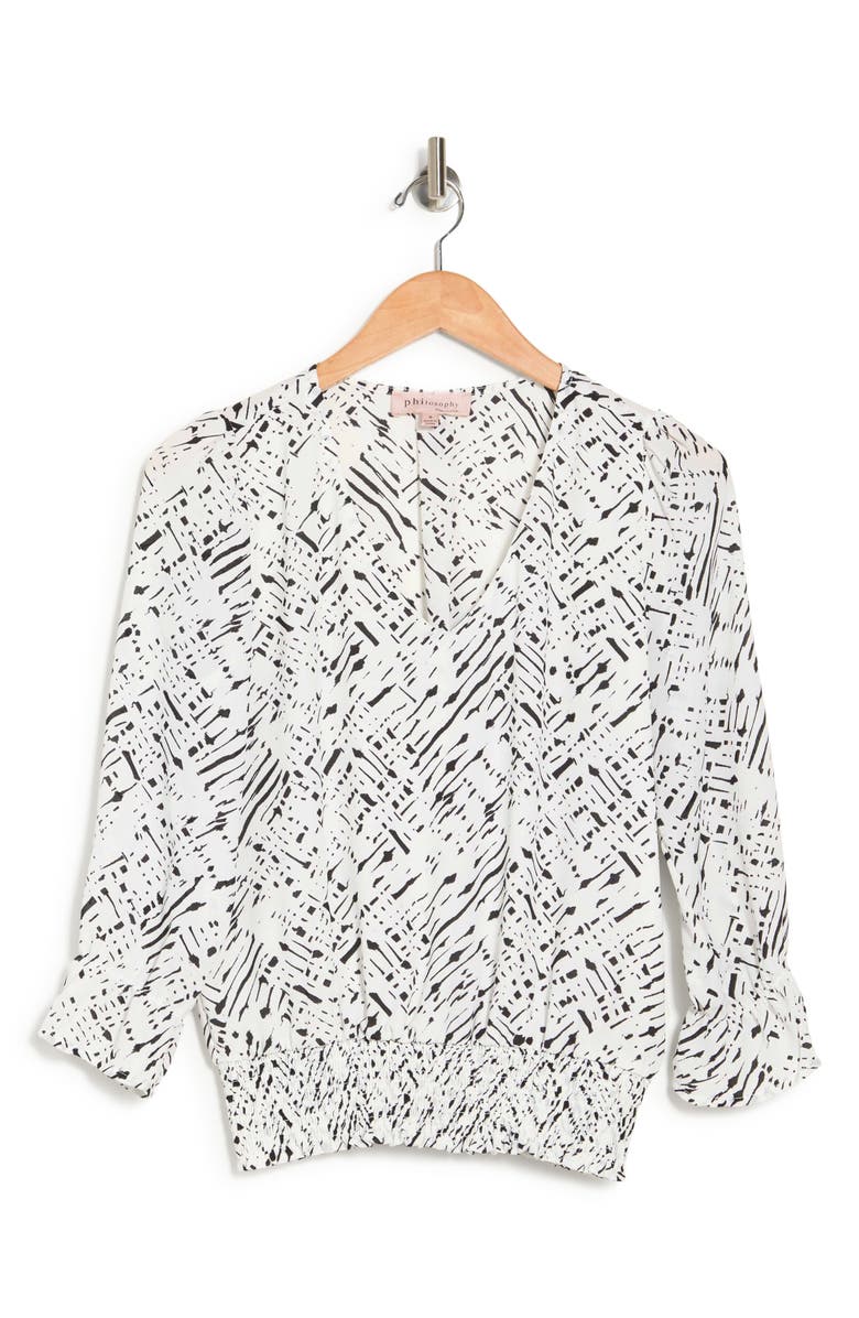 PHILOSOPHY REPUBLIC CLOTHING 3/4 Sleeve V-neck Blouse | Nordstromrack