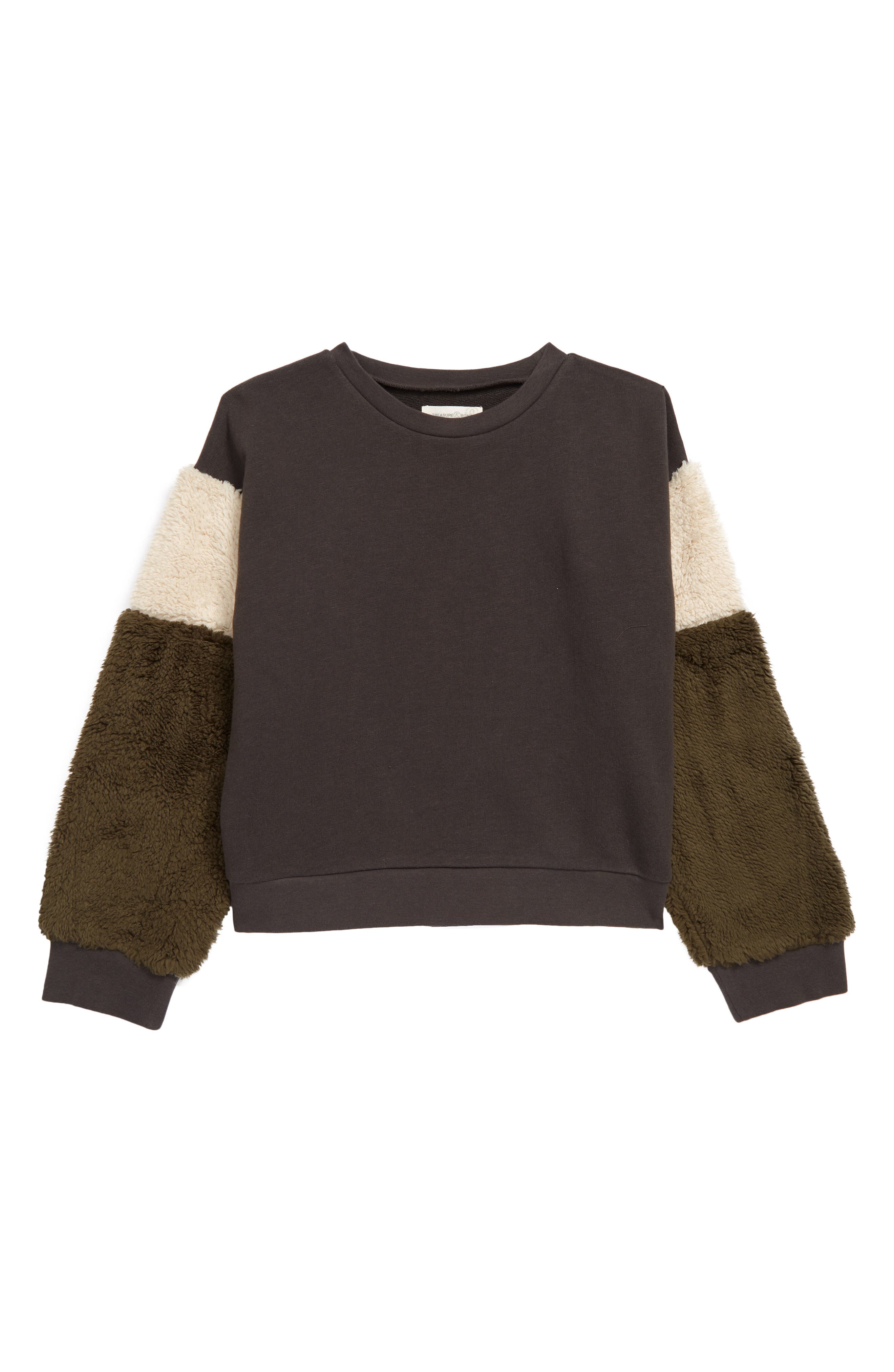Treasure & Bond Kids' Mixed Media Stripe Sweatshirt | Nordstrom