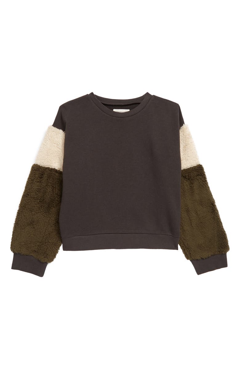 Treasure & Bond Kids' Mixed Media Stripe Sweatshirt | Nordstrom