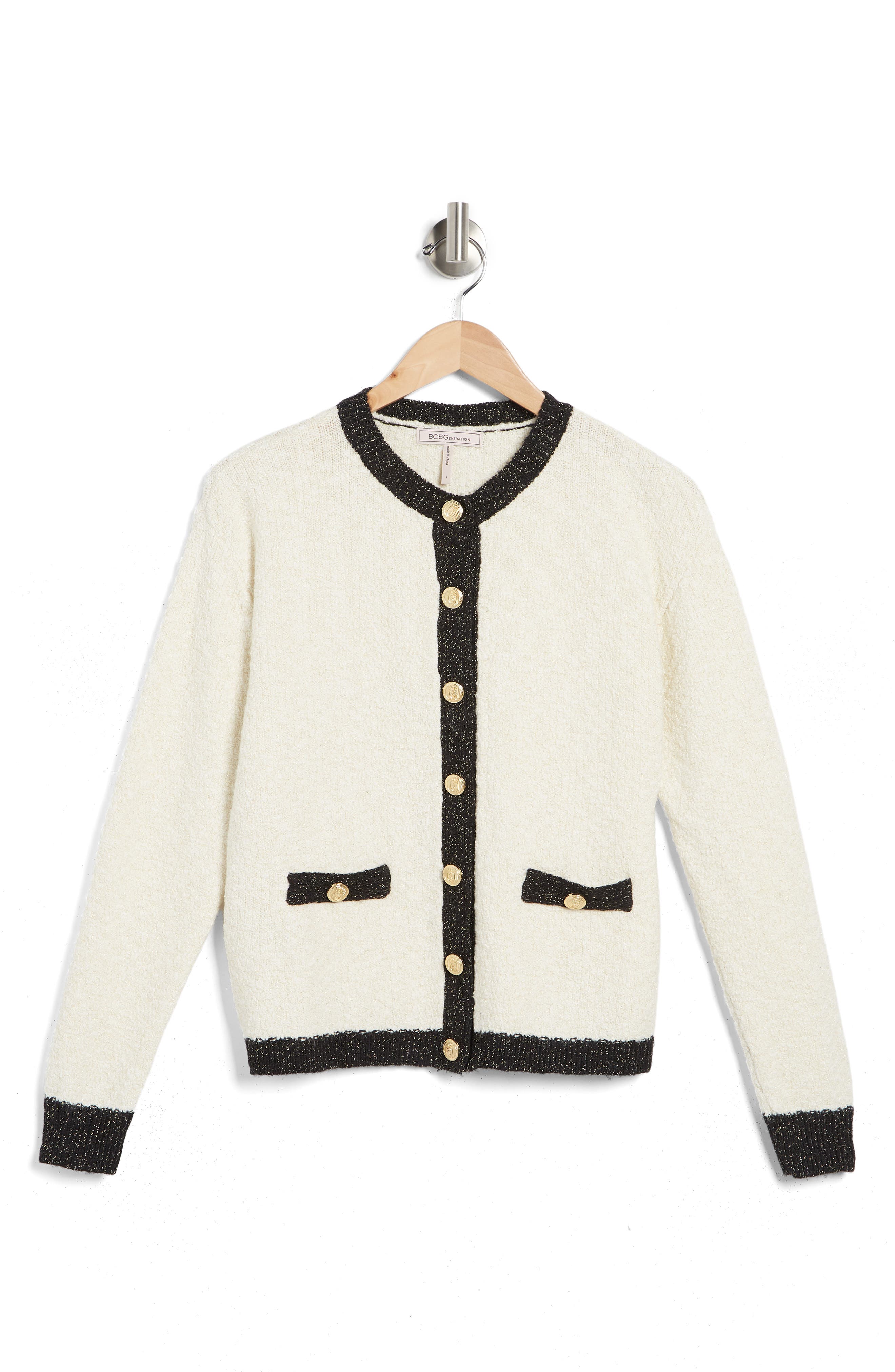BCBG Piped Metallic Cardigan | Nordstromrack