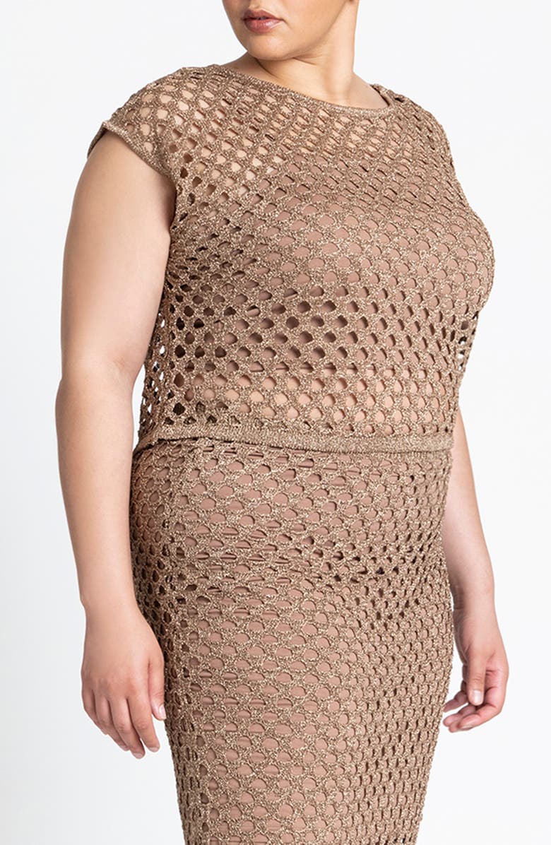 ELOQUII Metallic Mesh Crop Top | Nordstrom