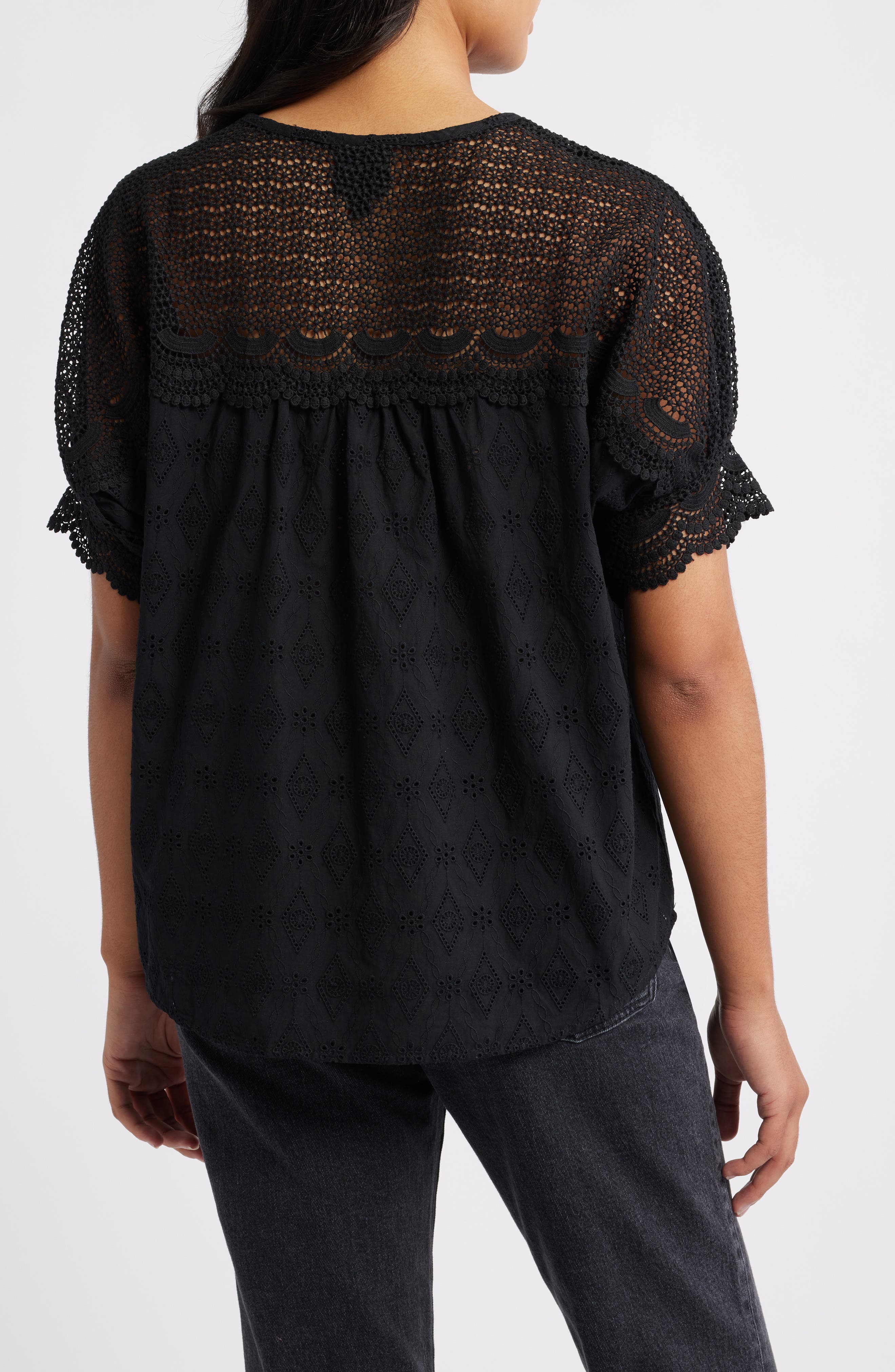 Lace Yoke Cotton Top (Women) | Nordstromrack