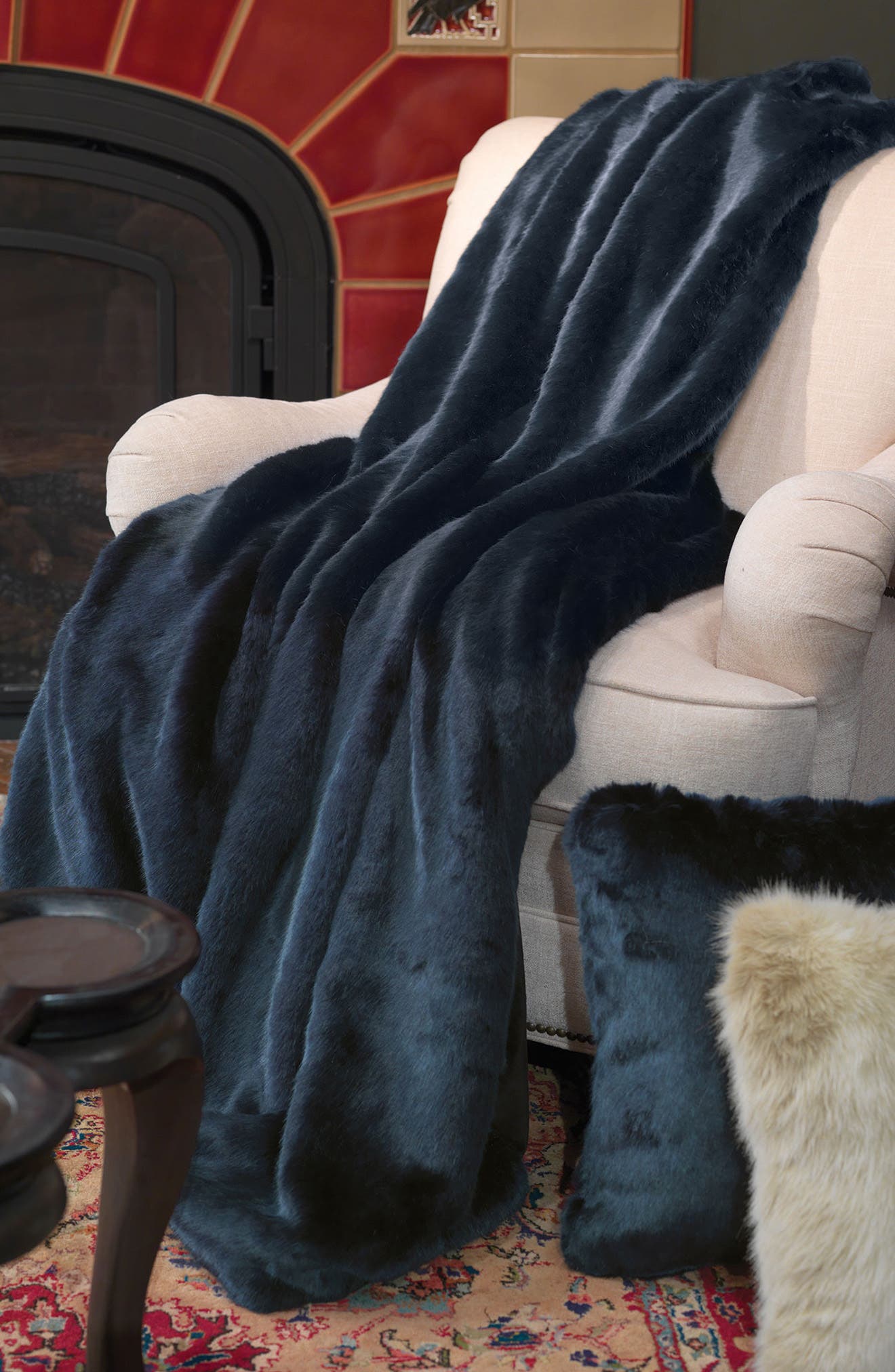 DONNA SALYERS FABULOUS FURS Couture Blue Mink Faux Fur Throw Blanket ...