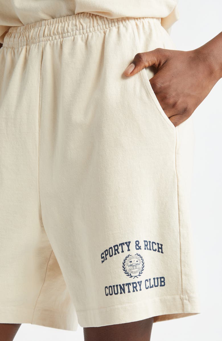 Sporty & Rich Varsity Crest Cotton Gym Shorts | Nordstromrack