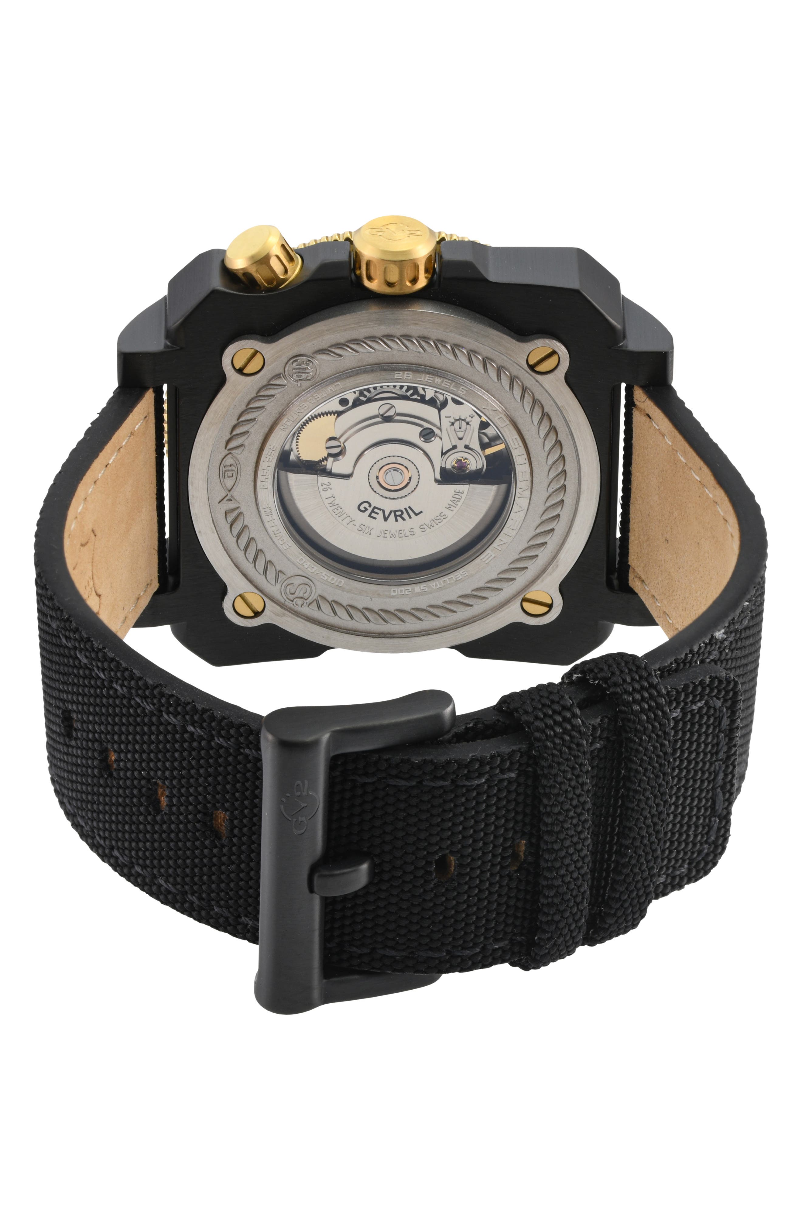 GV2 XO Submarine Canvas Strap Watch, 44mm | Nordstromrack