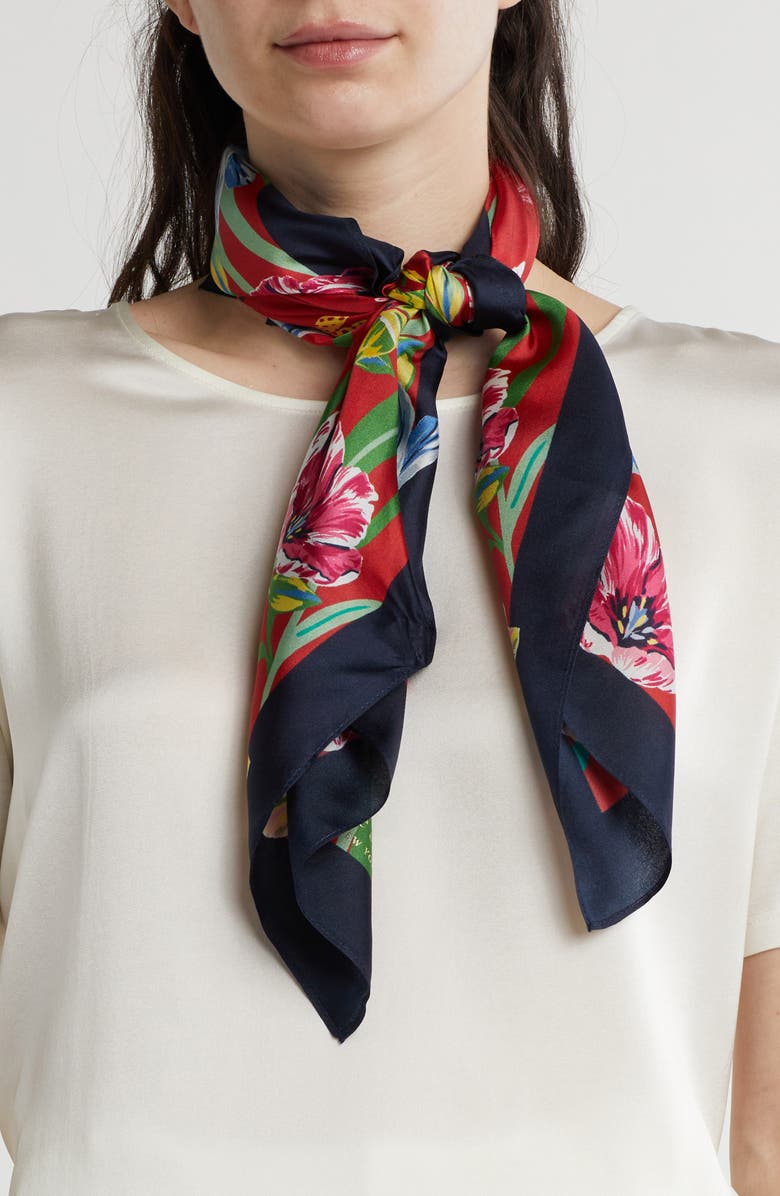 Kate Spade New York tulips & dragonflies silk square scarf | Nordstromrack