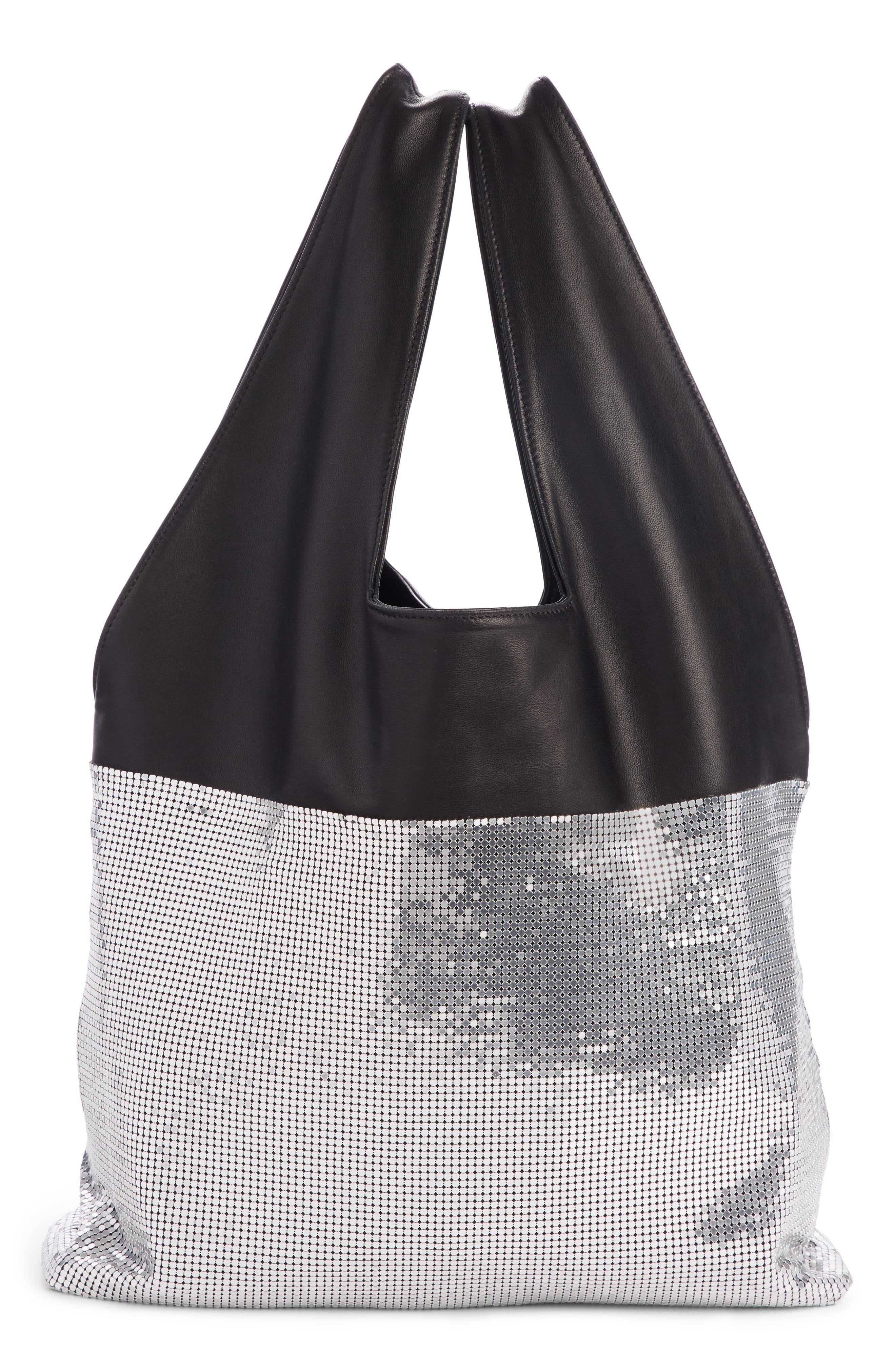 Rabanne paco rabanne Mini Lambskin Leather & Mesh Shopper | Nordstrom