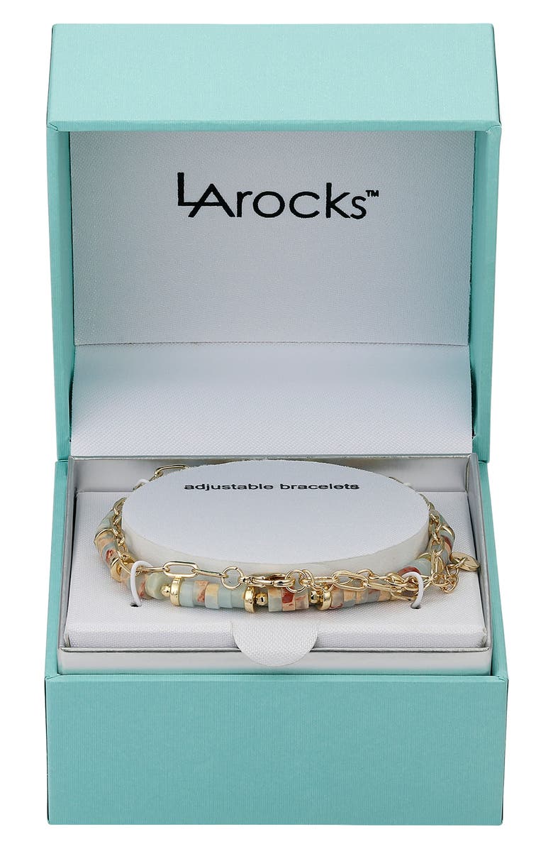 LA ROCKS Set of 2 Beaded Stone & Paper-Clip Bracelets | Nordstromrack