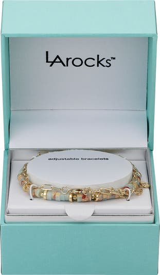 LA ROCKS Set of 2 Beaded Stone & Paper-Clip Bracelets | Nordstromrack