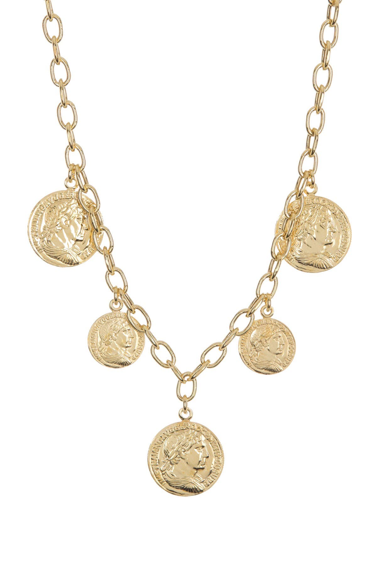 BEST SILVER 18K Yellow Gold Plated Sterling Silver Coin Necklace ...