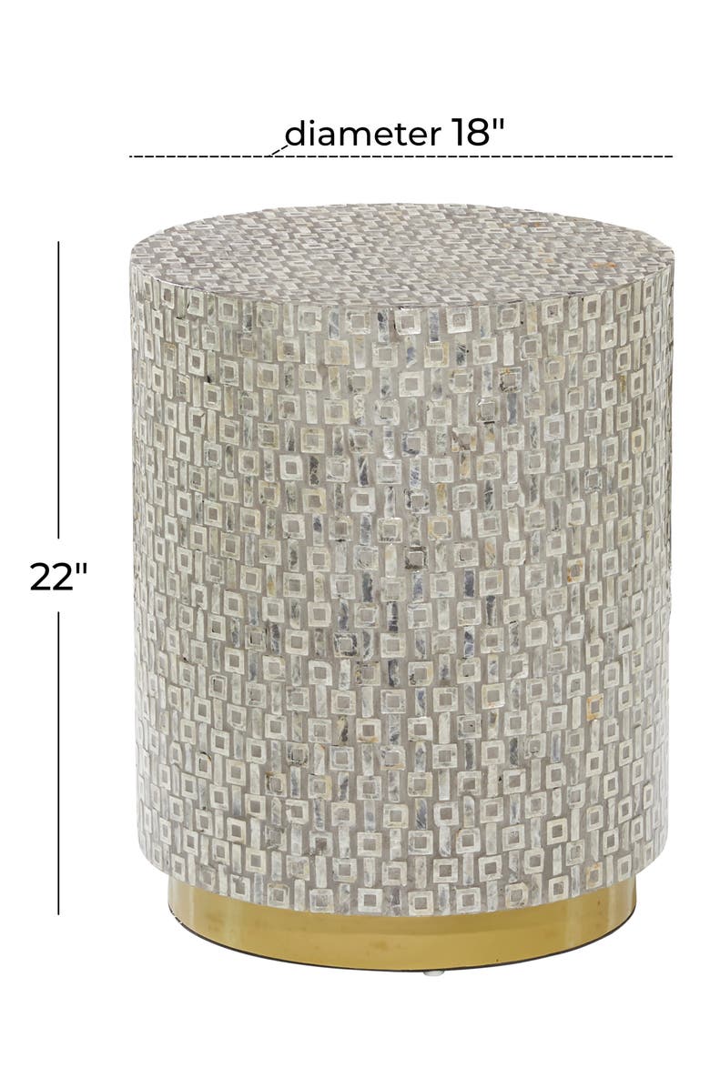 GINGER BIRCH STUDIO Gray Mother of Pearl Contemporary Accent Table with ...