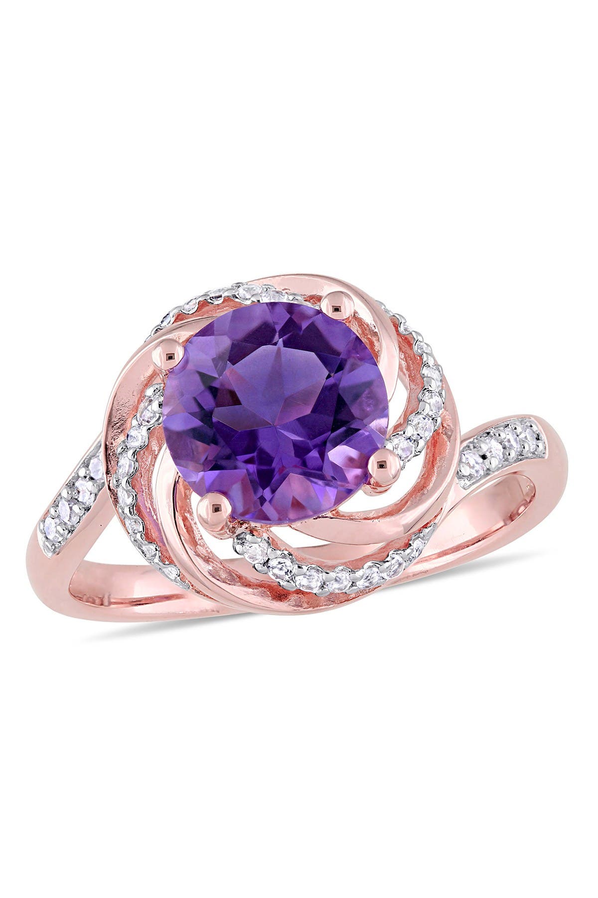 DELMAR Rose Gold Plate Sterling Silver Amethyst, White Topaz & Diamond ...