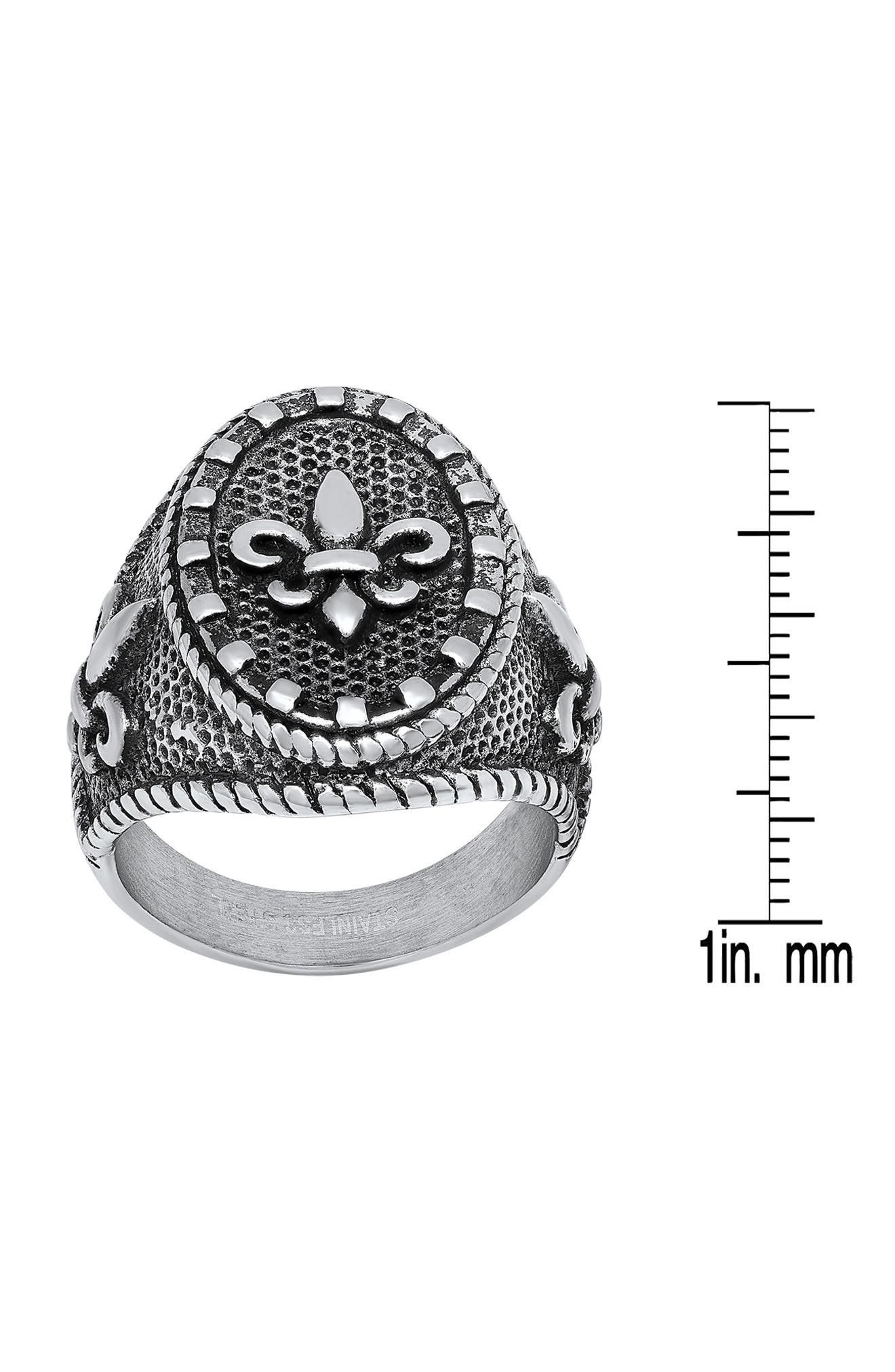 HMY JEWELRY Stainless Steel Oxidized Fleur de Lis Statement Ring ...