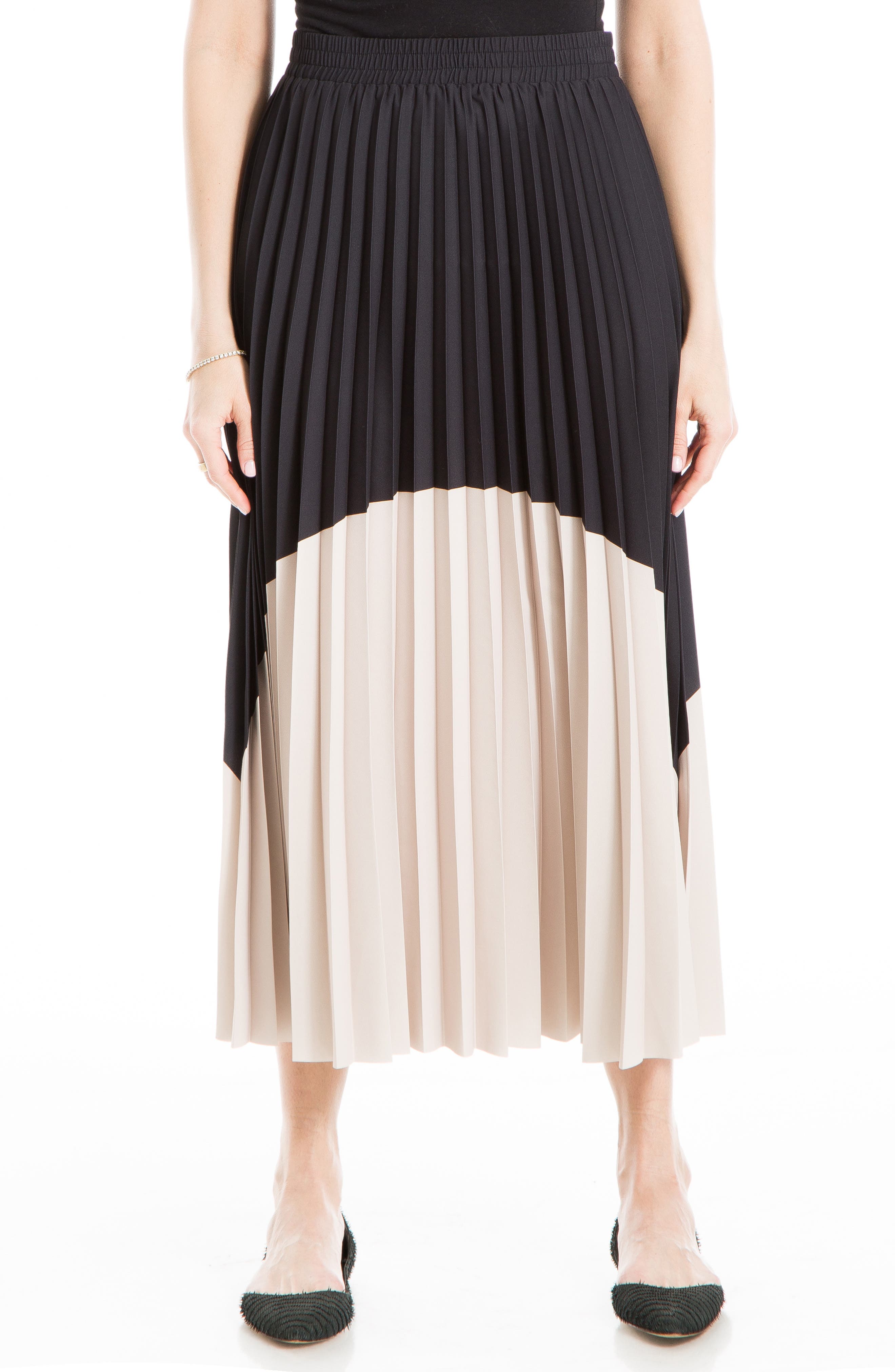 MAX STUDIO Colorblock Pleated Skirt | Nordstromrack