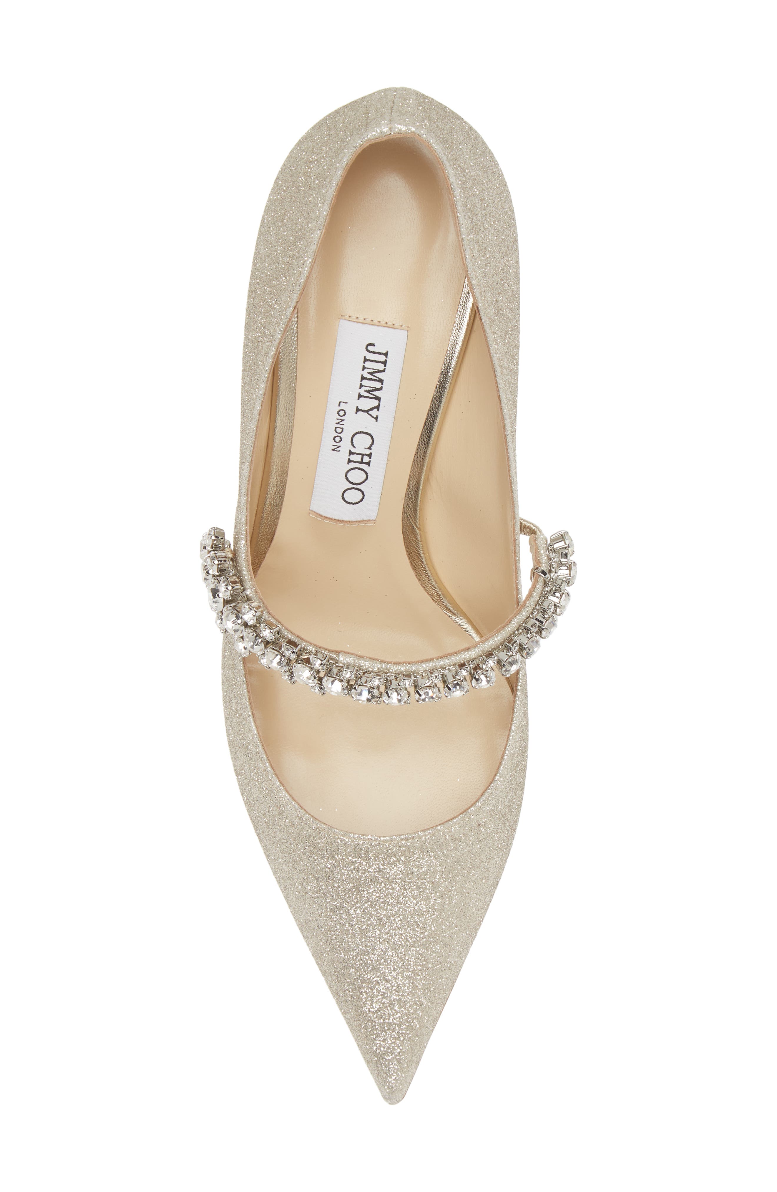 Jimmy Choo Bing Crystal Embellished Pointed Toe Glitter Mary Jane Pump ...