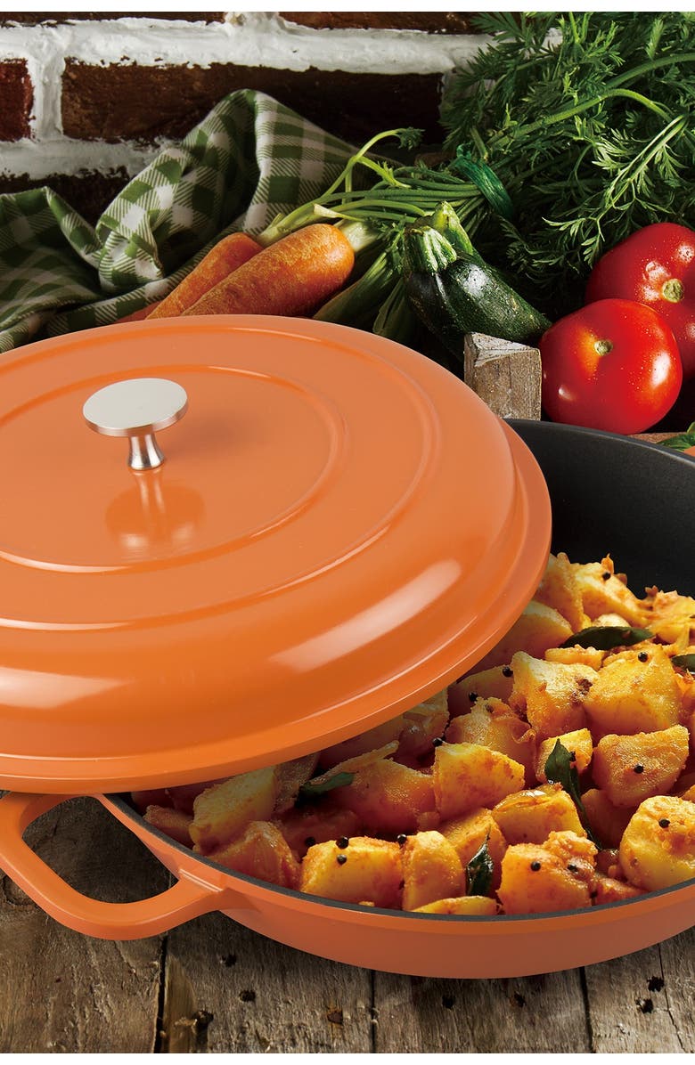 MASTERPAN Orange 3 Quart Non-Stick Cast Aluminum Dutch Casserole ...