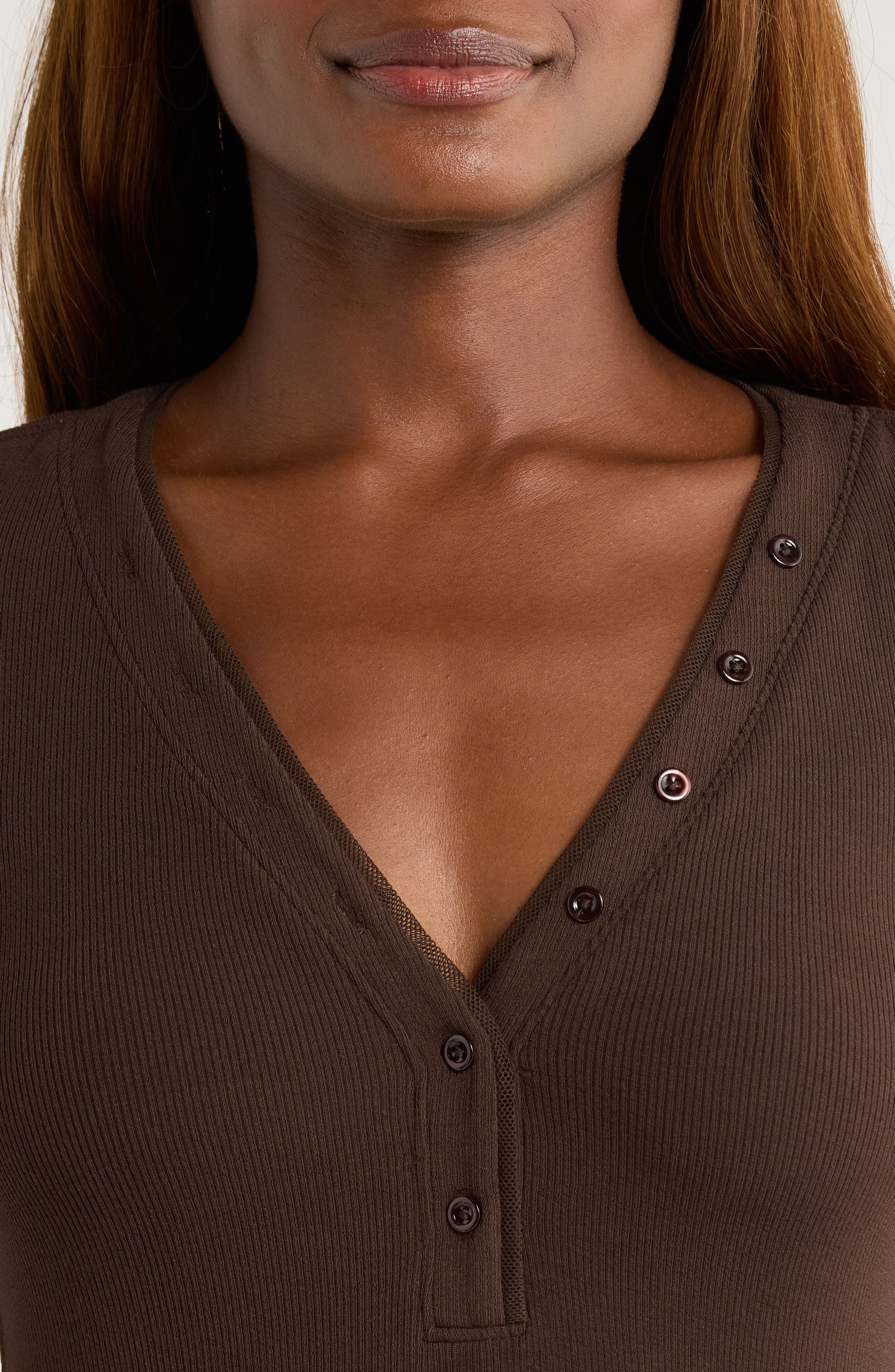 FRAME The Mesh Trim Rib Henley | Nordstromrack
