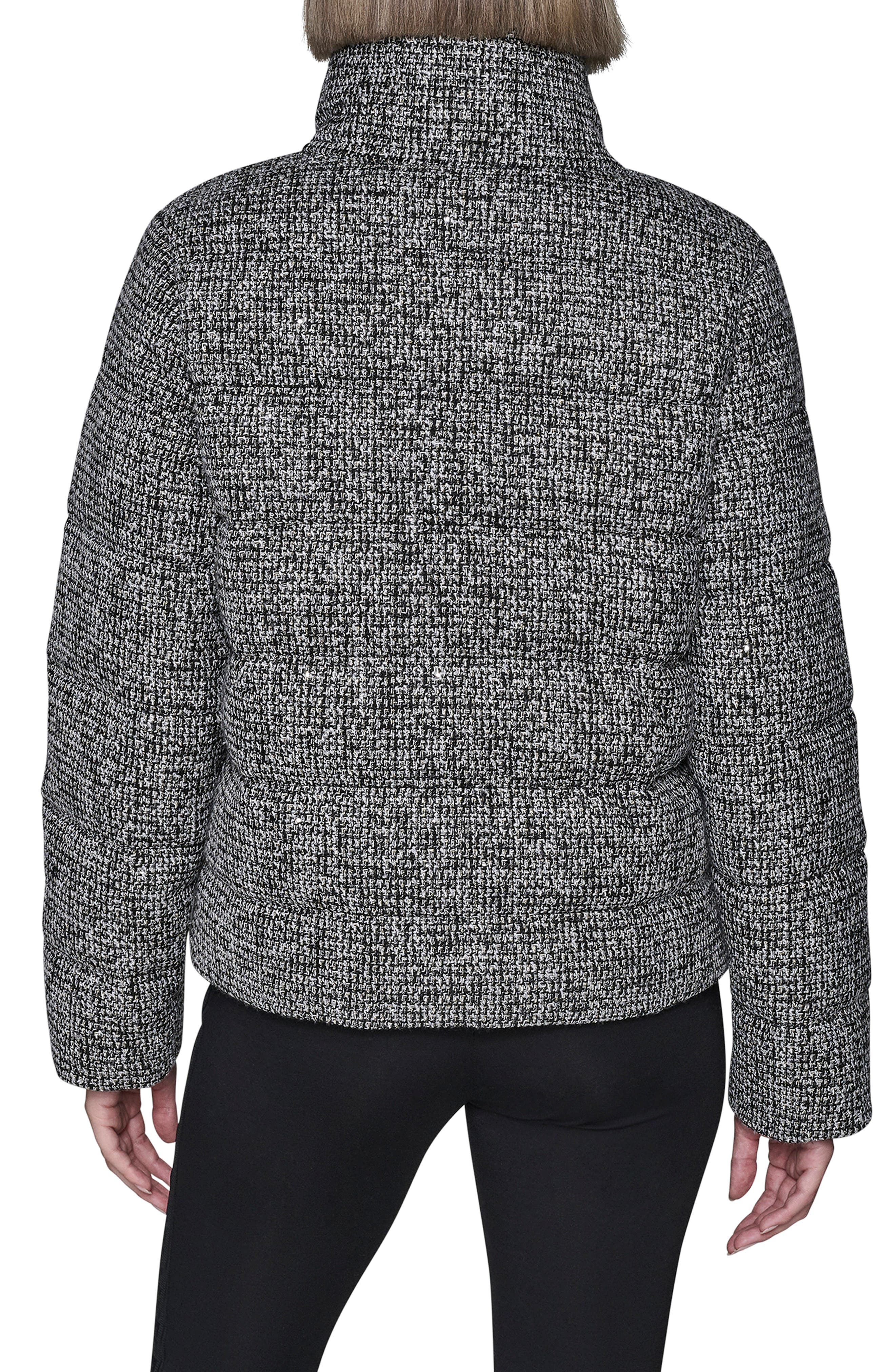 KARL LAGERFELD PARIS Short Tweed Puffer Jacket | Nordstromrack