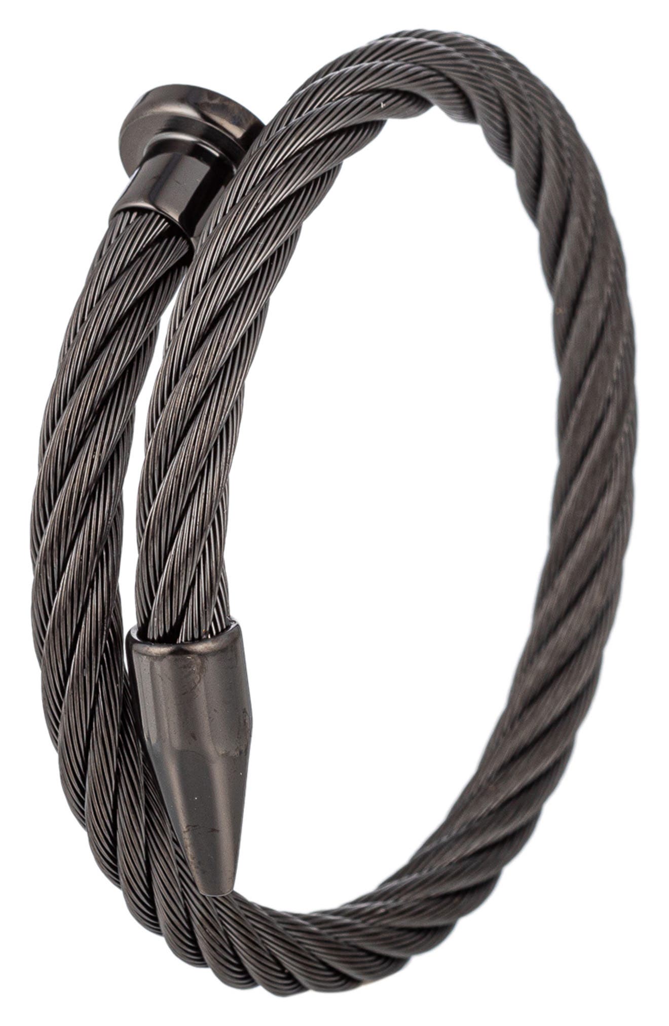 EYE CANDY LOS ANGELES Leo Black Titanium Twisted Cable Spike Bracelet ...