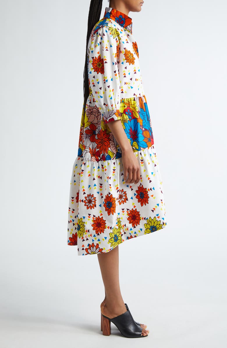 The Oula Company Mixed Print Tiered High-Low Shirtdress | Nordstromrack