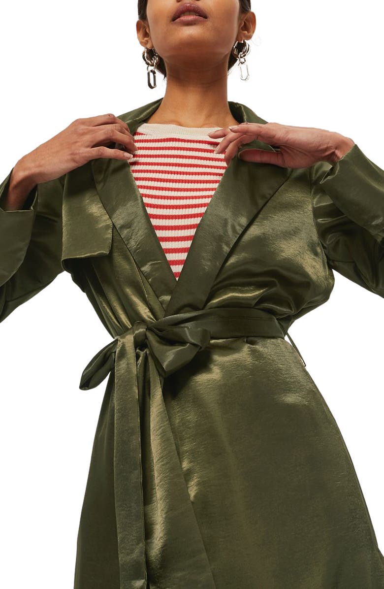 Topshop Belted Satin Duster Coat | Nordstromrack